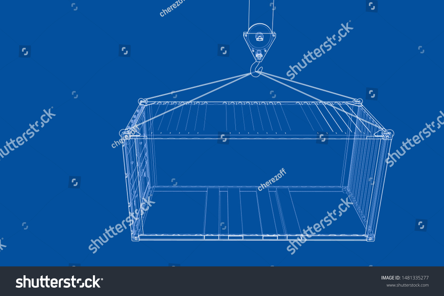 Cargo Container Wireframe Style Vector Rendering Stock Vector (Royalty ...