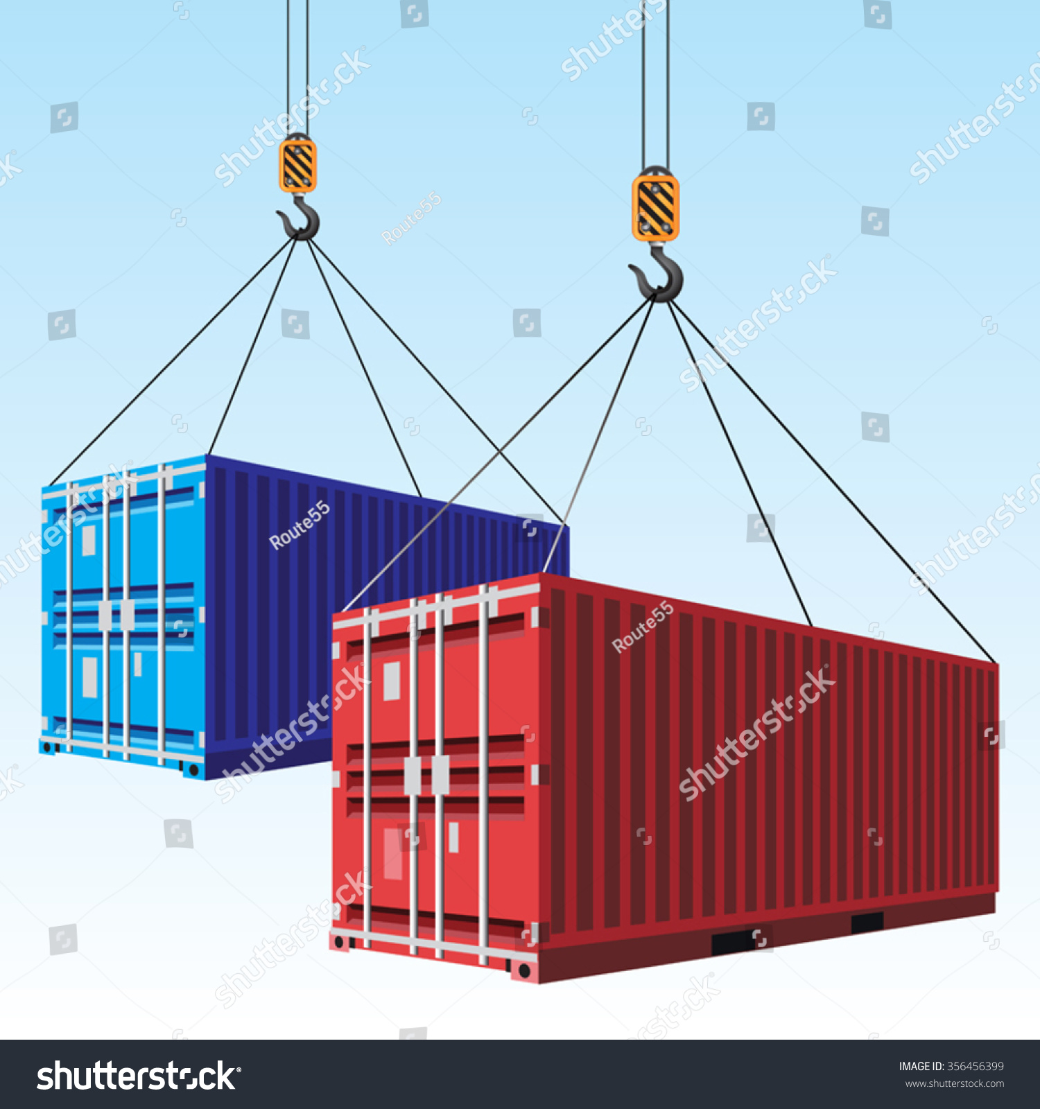 Cargo Containers Hoisted Hooks Vector Illustration: เวกเตอร์สต็อก (ปลอด ...