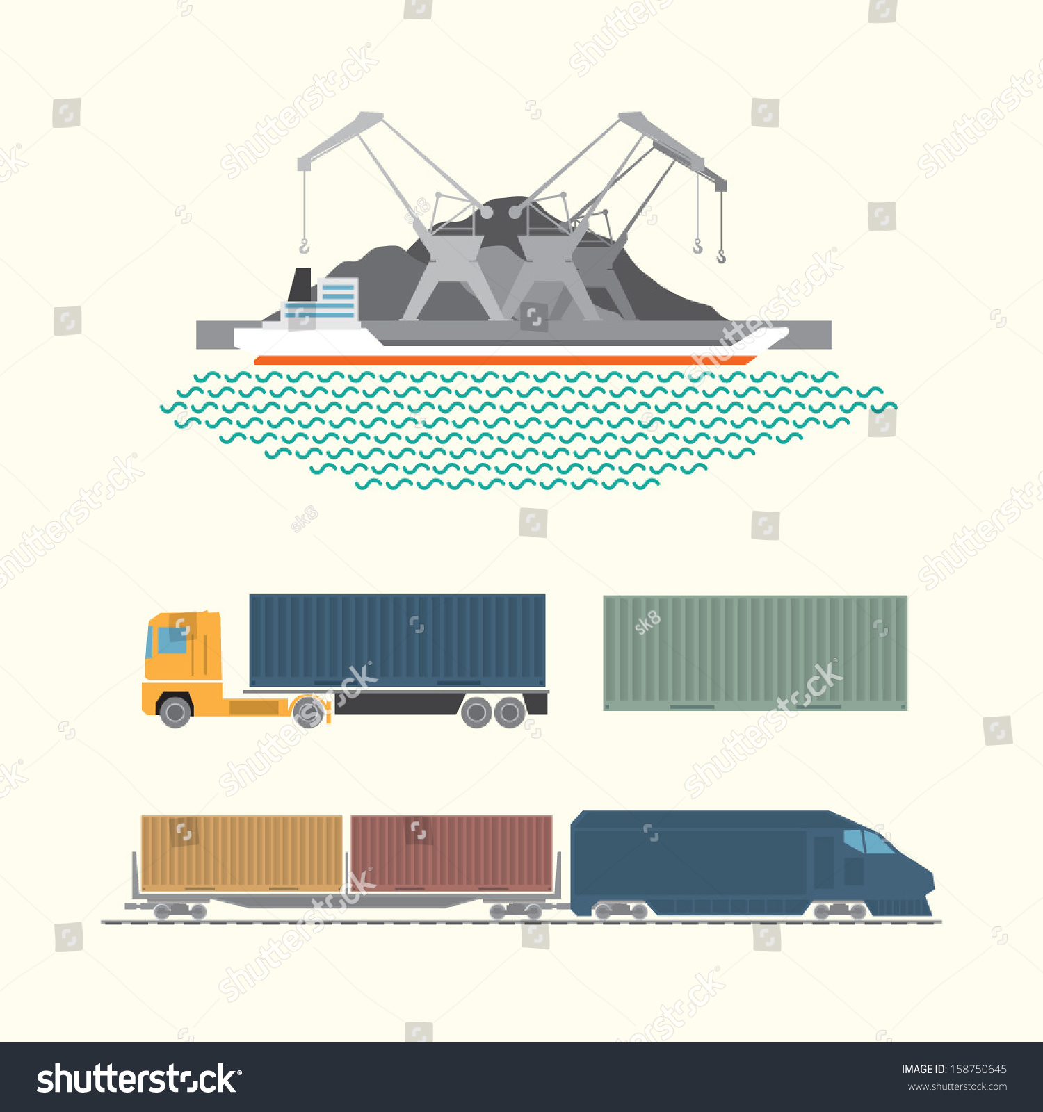 Cargo Logistic Illustration: เวกเตอร์สต็อก (ปลอดค่าลิขสิทธิ์) 158750645 ...