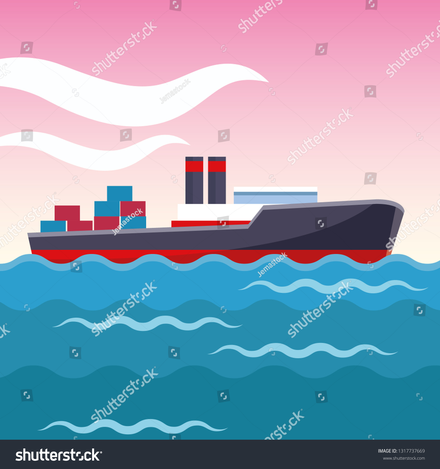 Cargo Ship Cartoon Stock Vector (Royalty Free) 1317737669 | Shutterstock