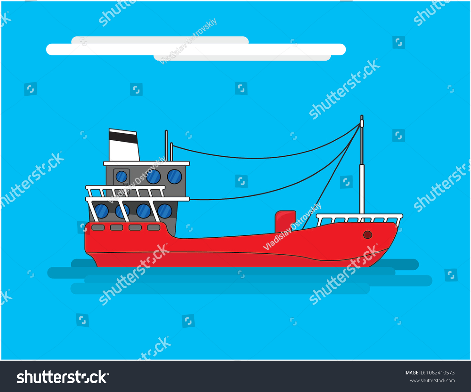 Cargo Ship Vector Illustration Stock Vector (Royalty Free) 1062410573 ...