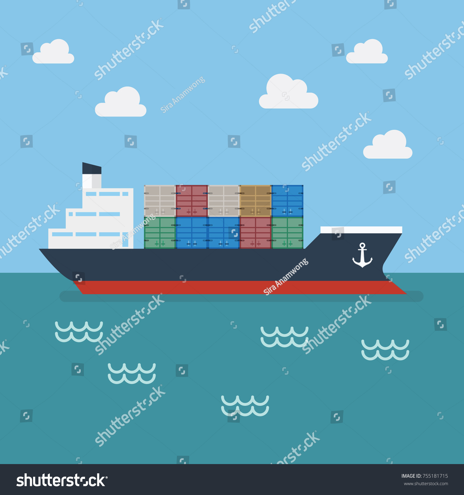 Cargo Shipping Containers Vector Illustration Stock Vector (Royalty ...