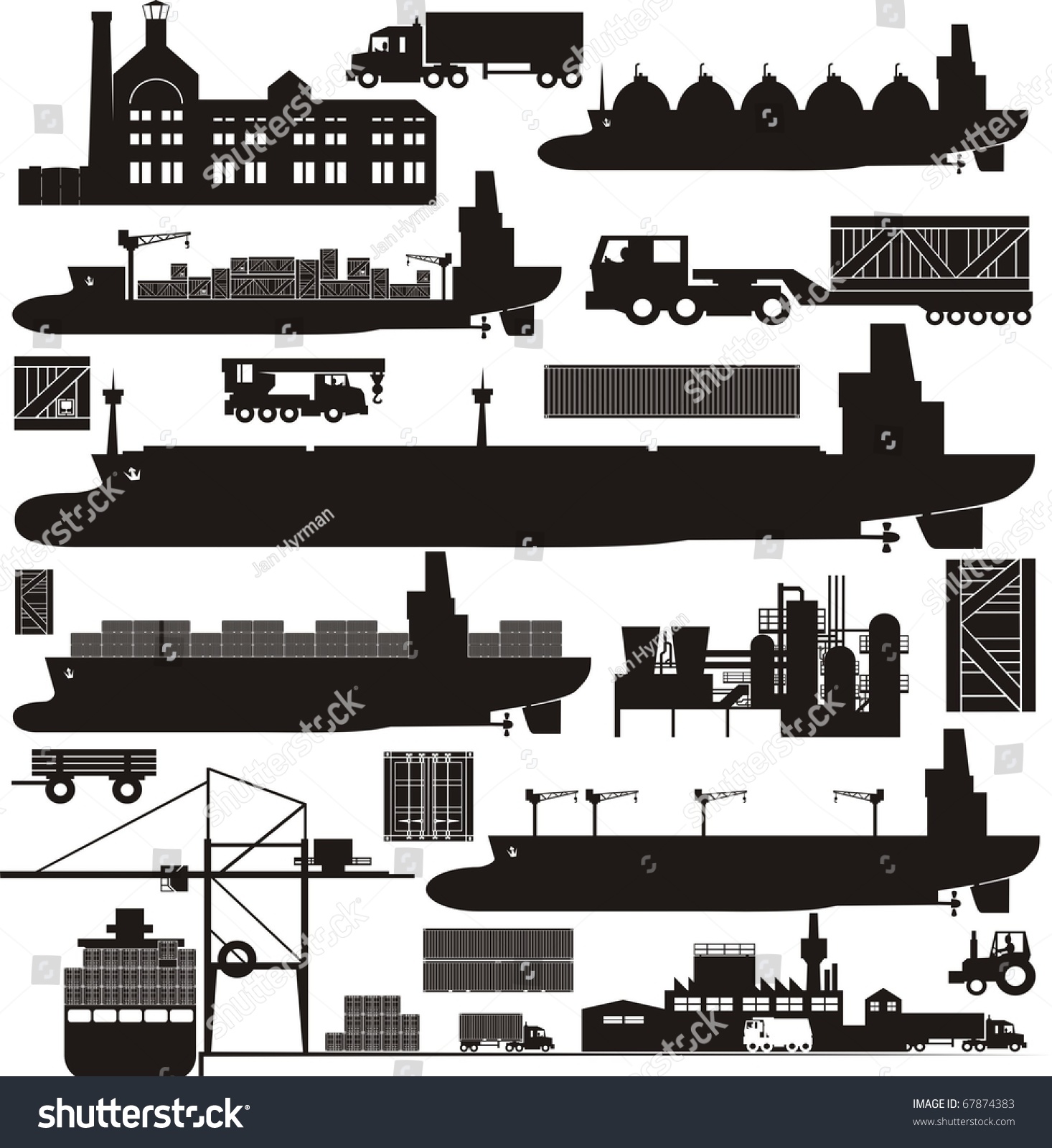 Cargo Supply Chain Vector Illustration Set Stock Vector (Royalty Free ...