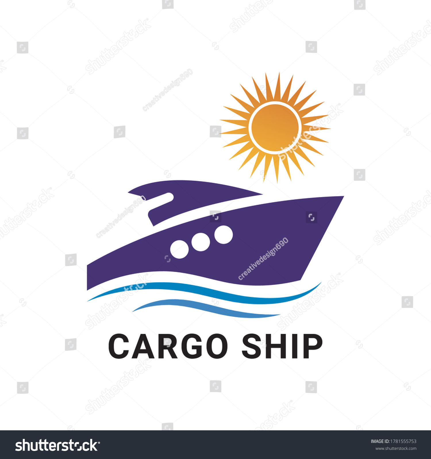 Cargo Transport Ship Logo Design Stock Vector (Royalty Free) 1781555753 ...