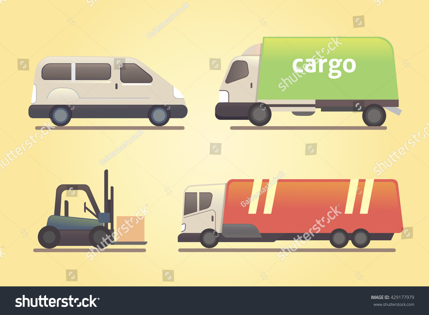 Cargo Truck Transportation Vector Set: เวกเตอร์สต็อก (ปลอดค่าลิขสิทธิ์ ...