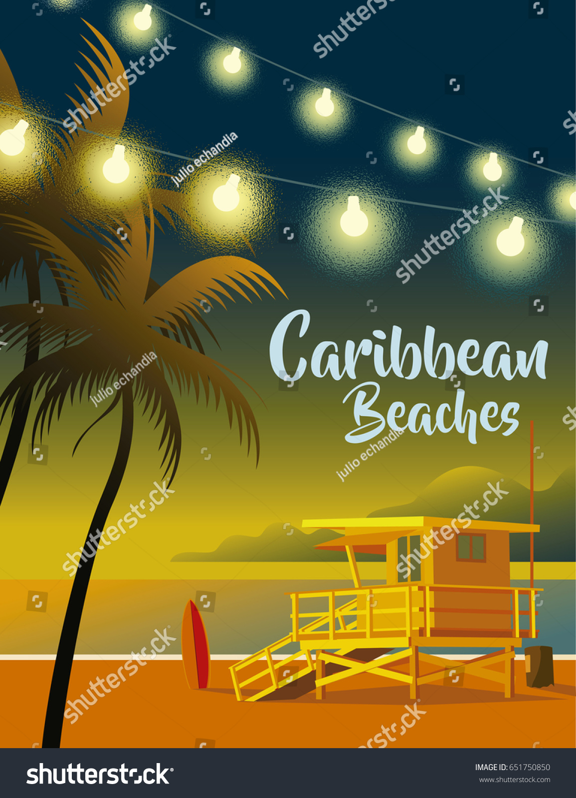 Caribbean Beaches Stock Vector (Royalty Free) 651750850 | Shutterstock