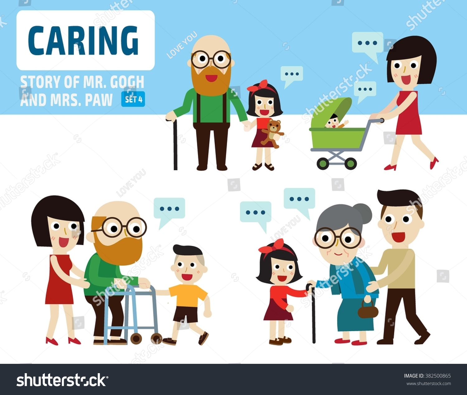 Caring Parents Stock Vector 382500865 - Shutterstock