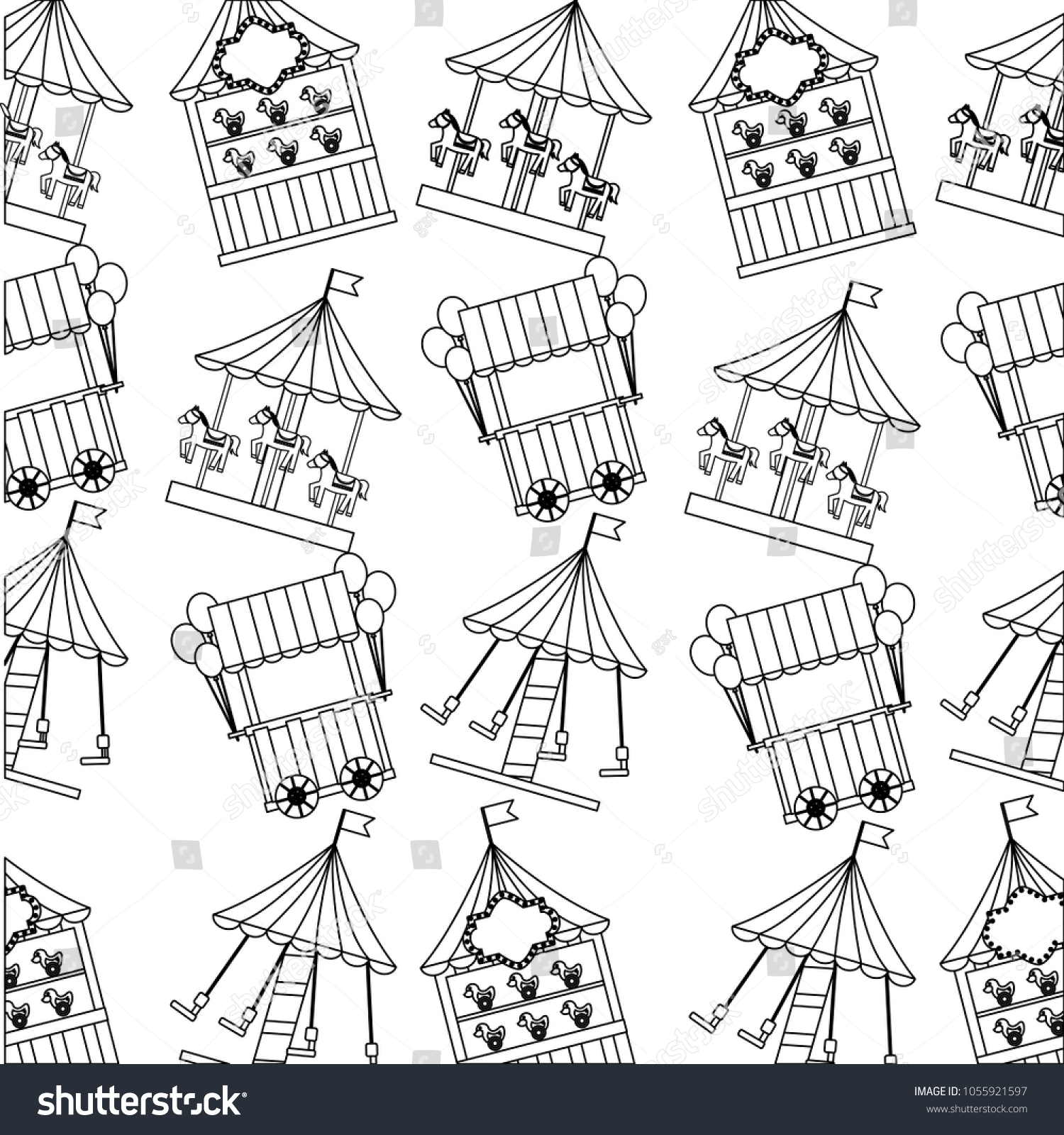 Carnival Circus Carousel Booth Game Background Stock Vector (Royalty ...
