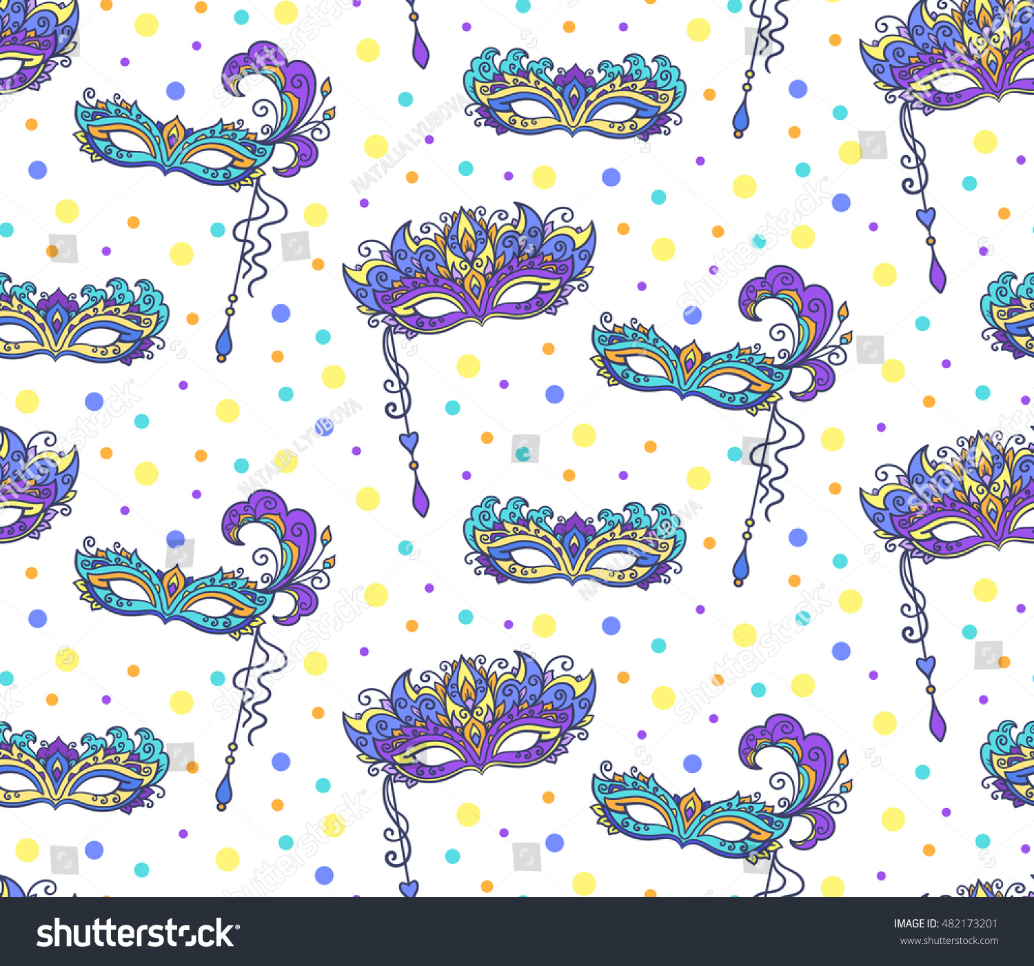 Carnival Opera Mask Seamless Background Stock Vector (Royalty Free ...