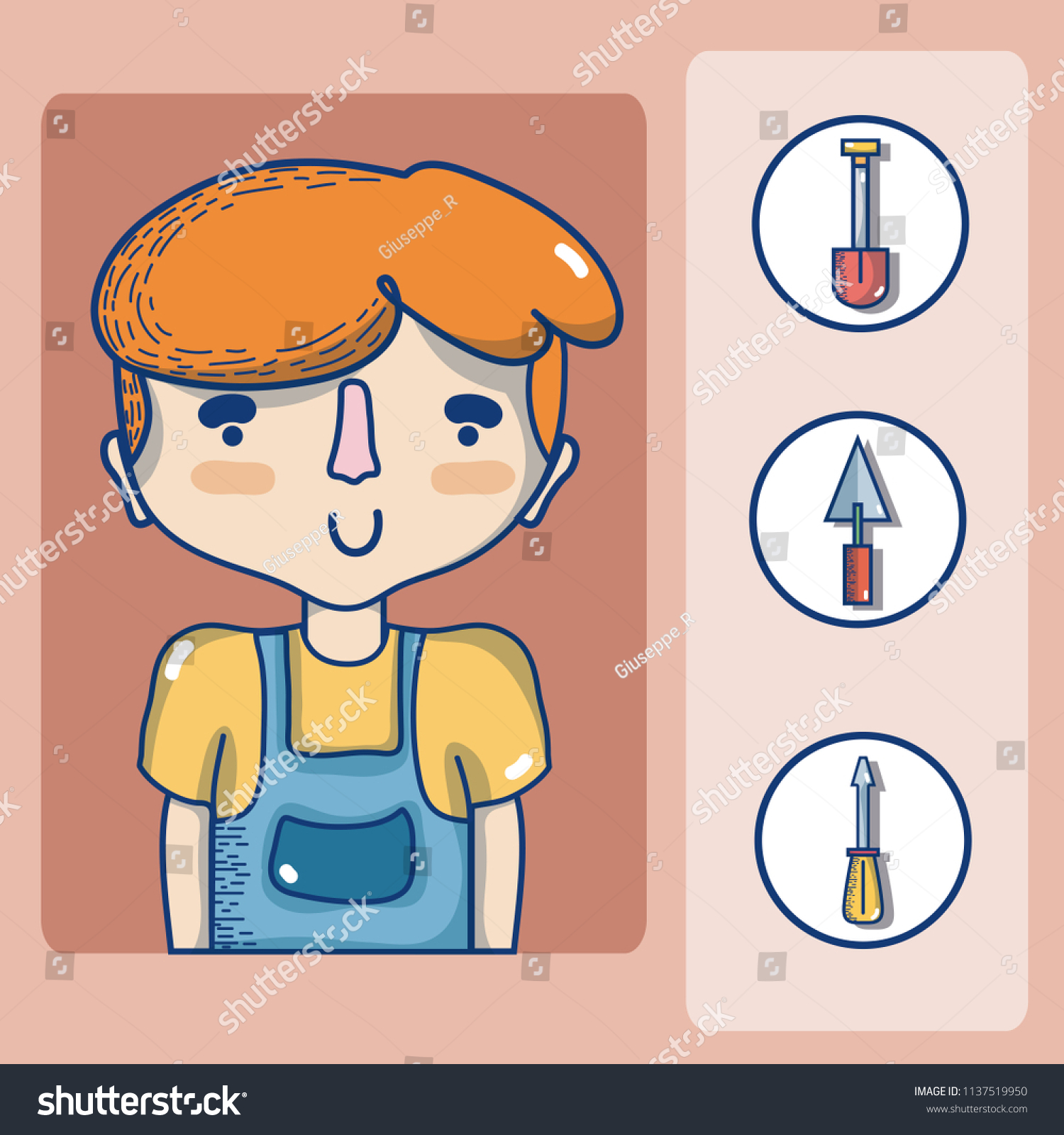 Carpenter Cute Cartoon Stock Vector (Royalty Free) 1137519950 ...