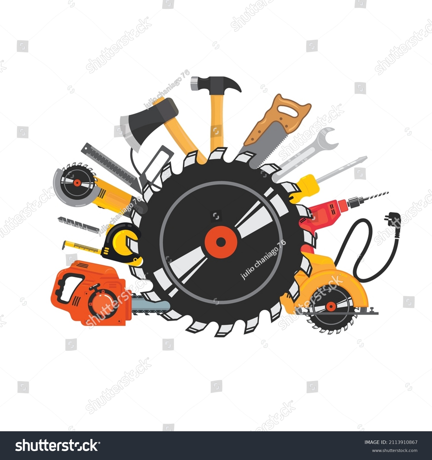 Carpenter Equipment Tools Element Vector Illustration Stock Vector ...