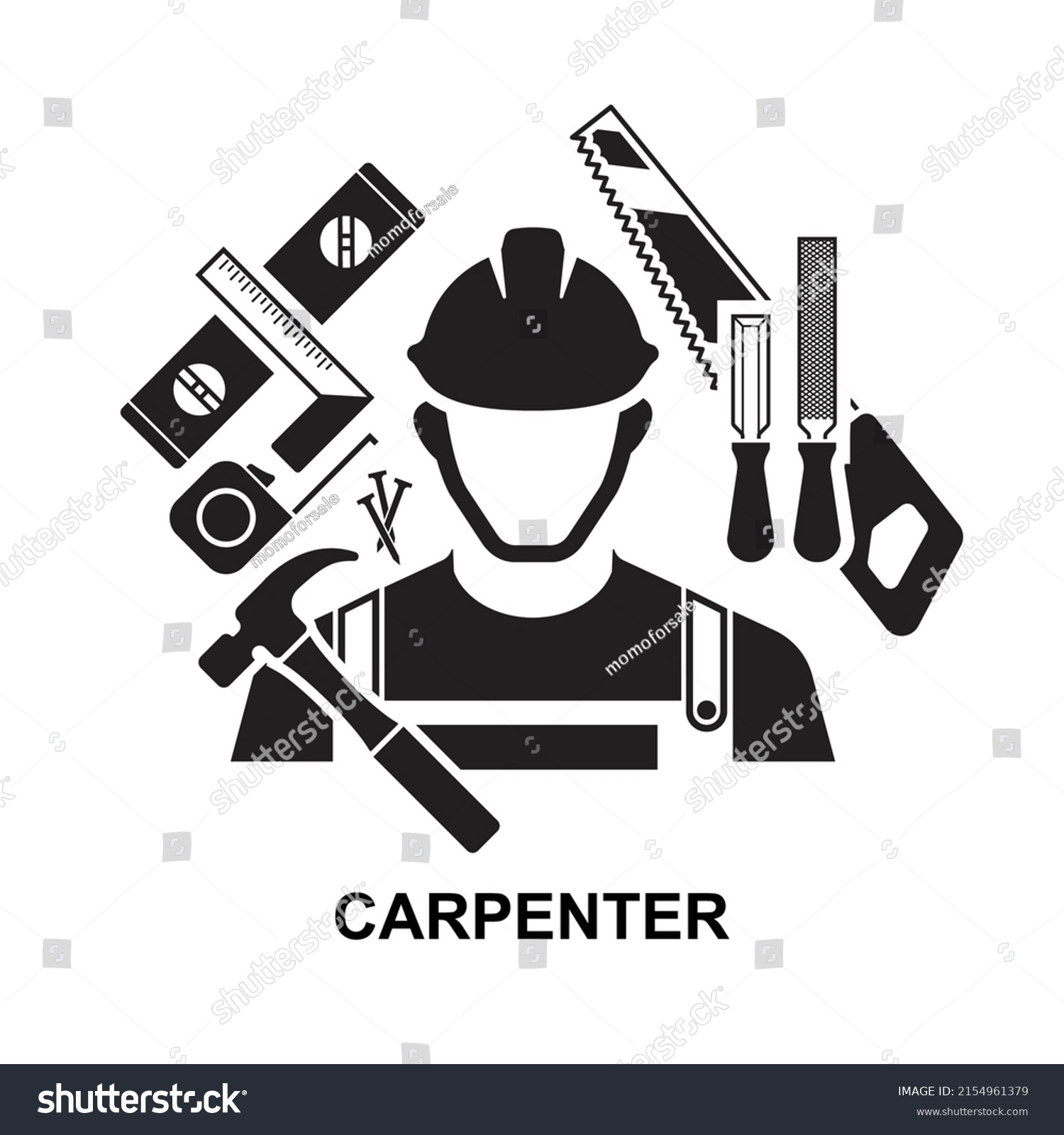 Carpenter Icon Isolated On White Background Stock Vector (Royalty Free ...