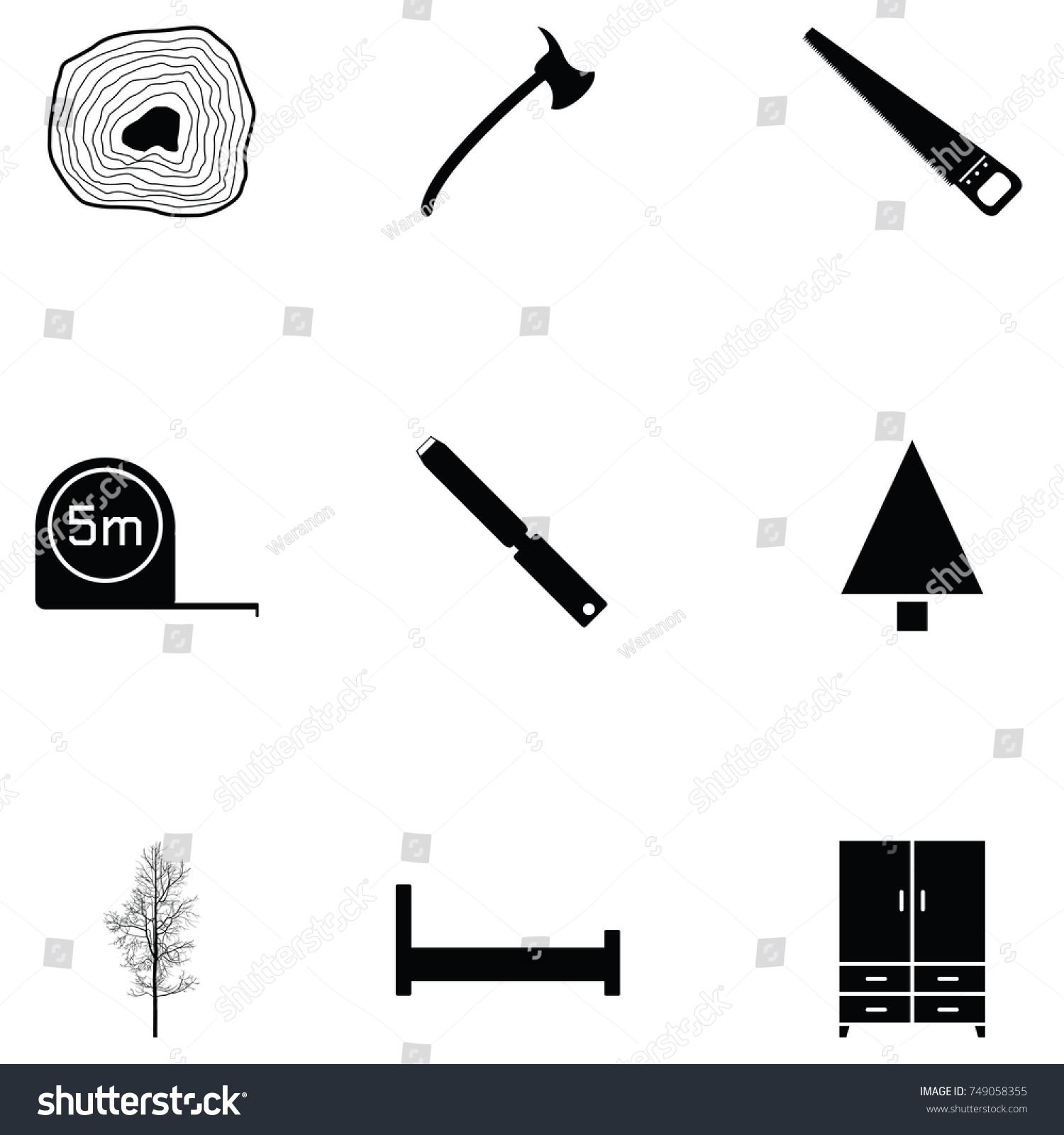 Carpenter Icon Set Stock Vector (Royalty Free) 749058355