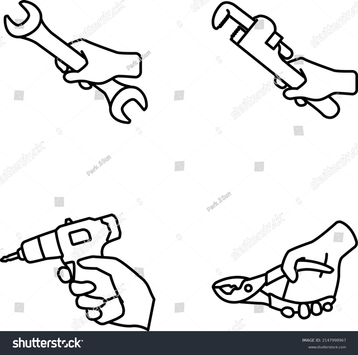 Carpenters Tools Outlines Vector Icons Stock Vector (Royalty Free ...
