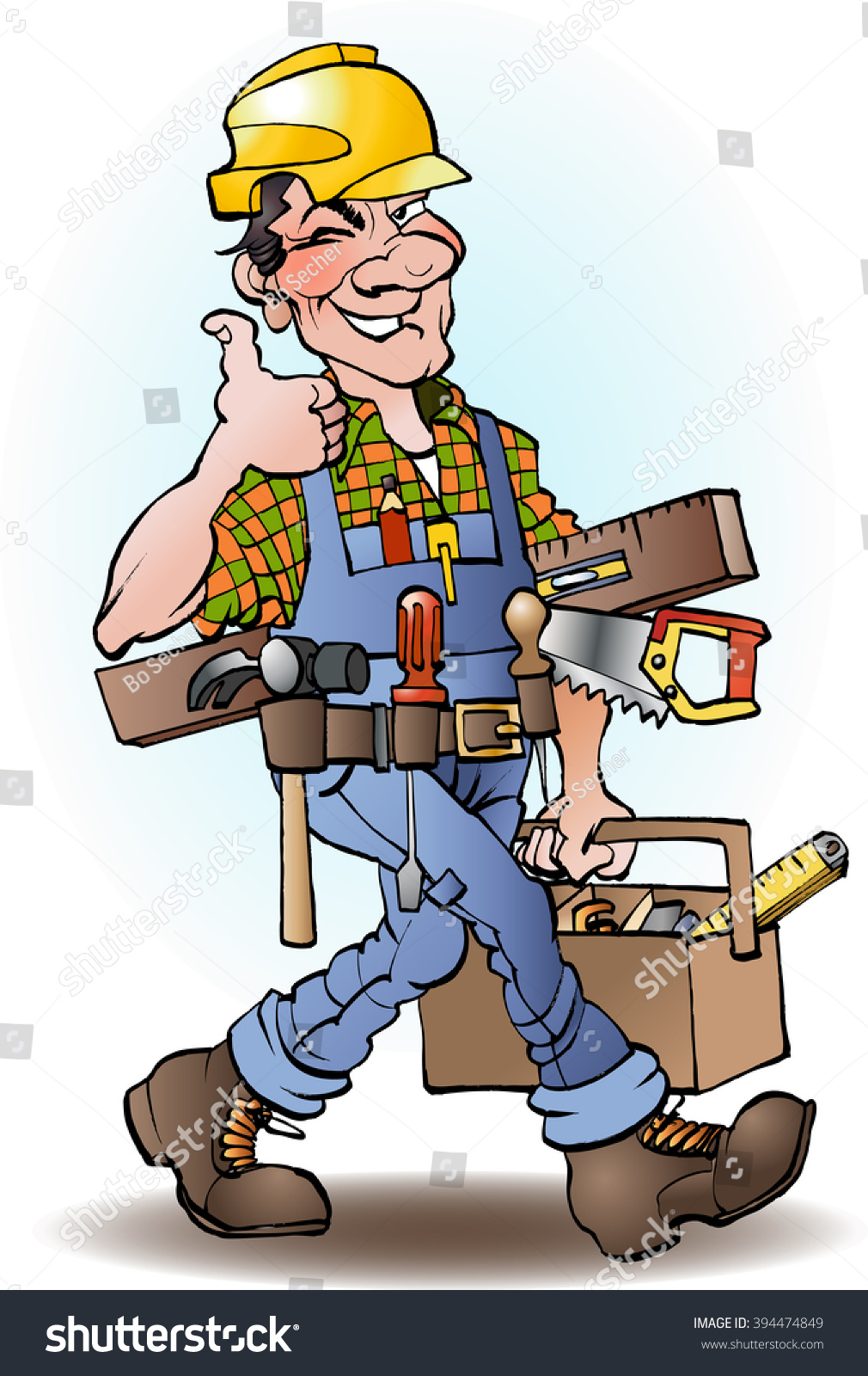 Carpenter Vector Cartoon Illustration Drawing 库存矢量图（免版税）394474849 ...