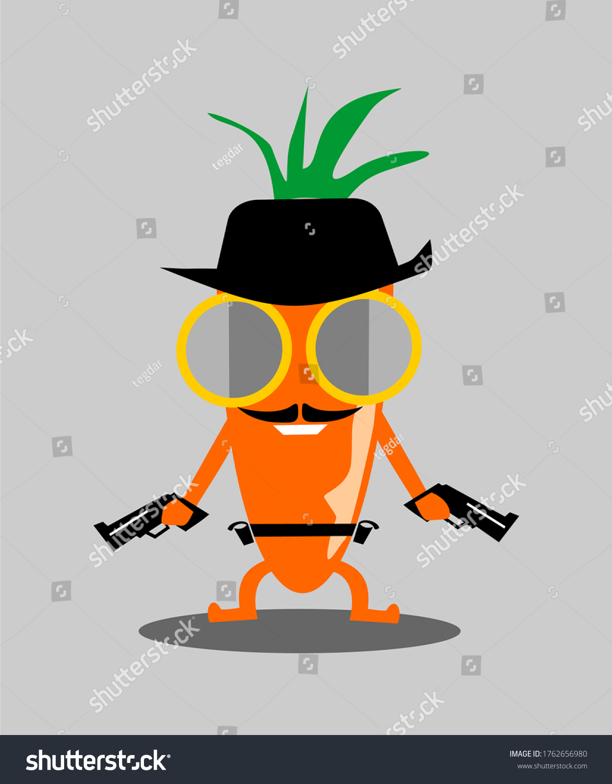 Carrot Cowboy Two Gun Vector Stock Vector (Royalty Free) 1762656980 ...