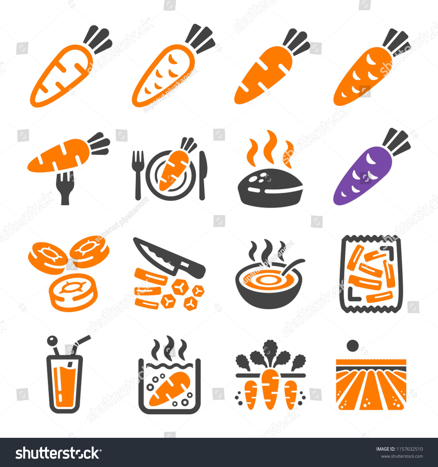 Carrot Icon Set Stock Vector (Royalty Free) 1157632510 | Shutterstock