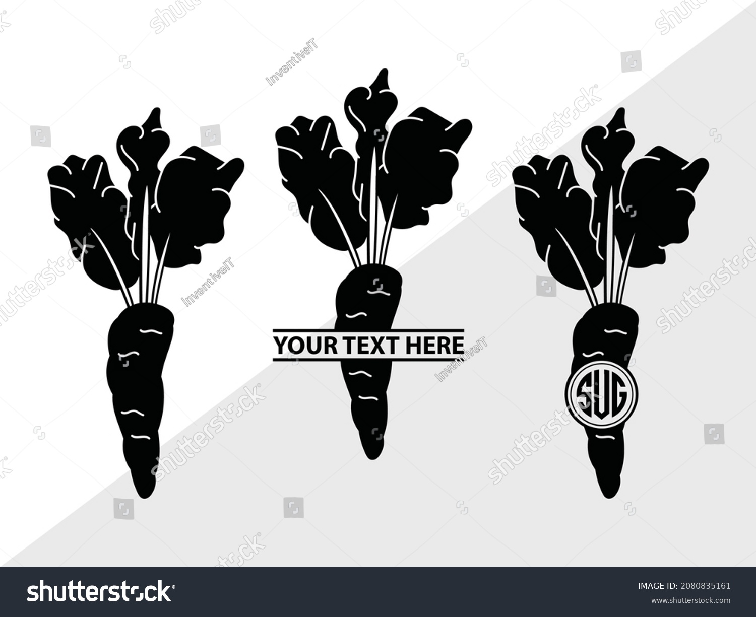 Carrot Monogram Vegetable Printable Vector Illustration Stock Vector ...
