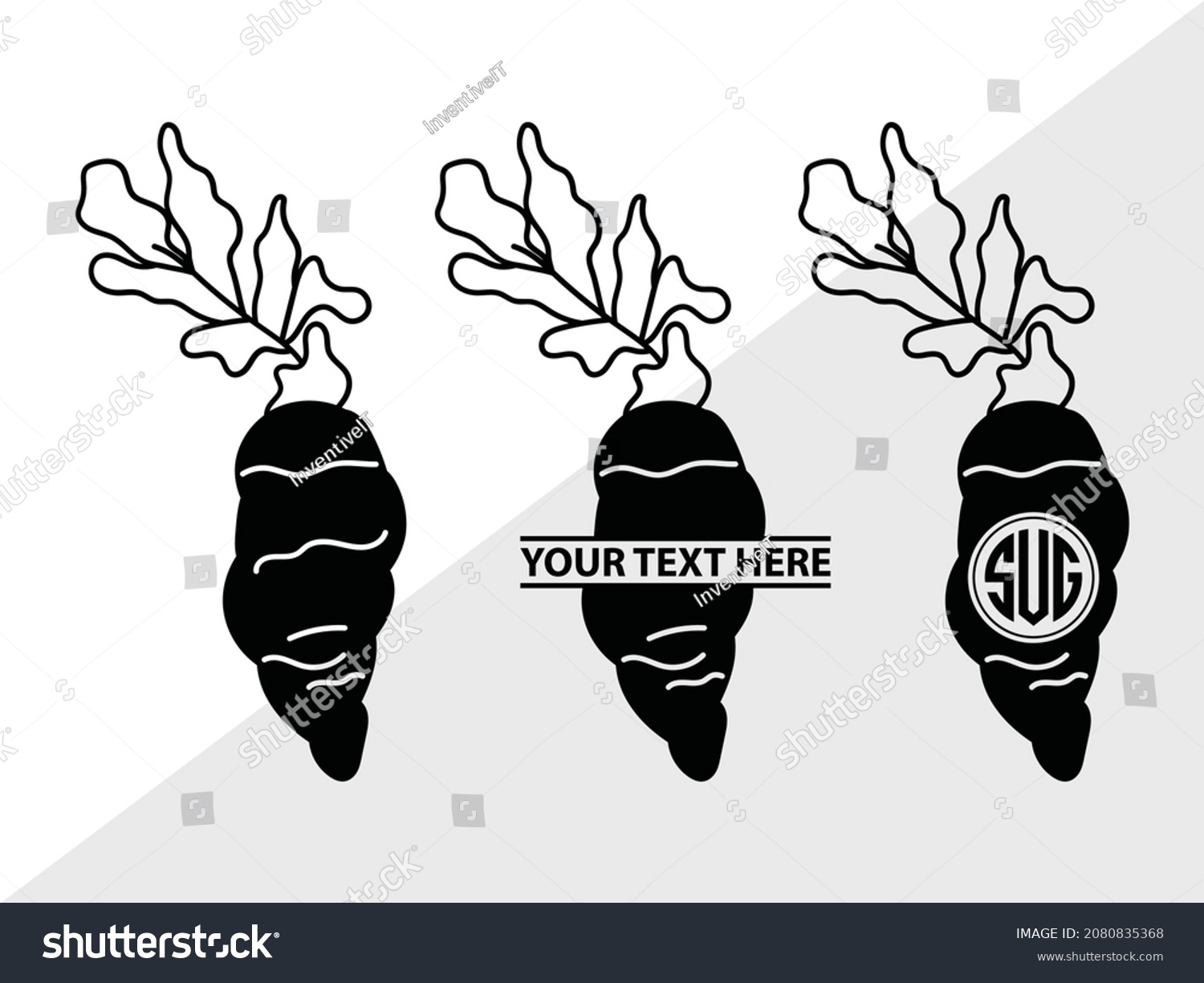 Carrot Monogram Vegetable Printable Vector Illustration Stock Vector ...