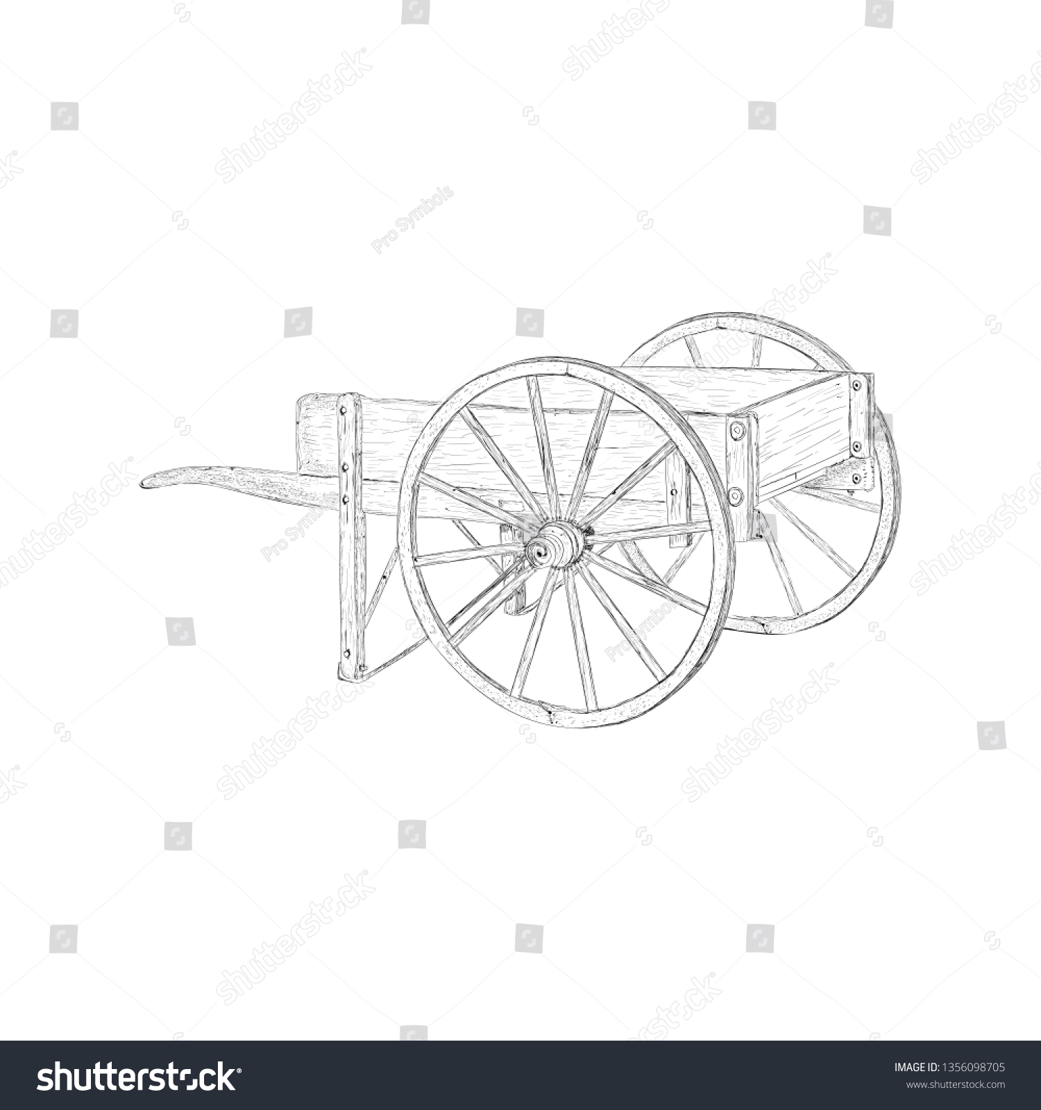 Cart Illustration Hand Drawn Vector Stock Vector (Royalty Free ...