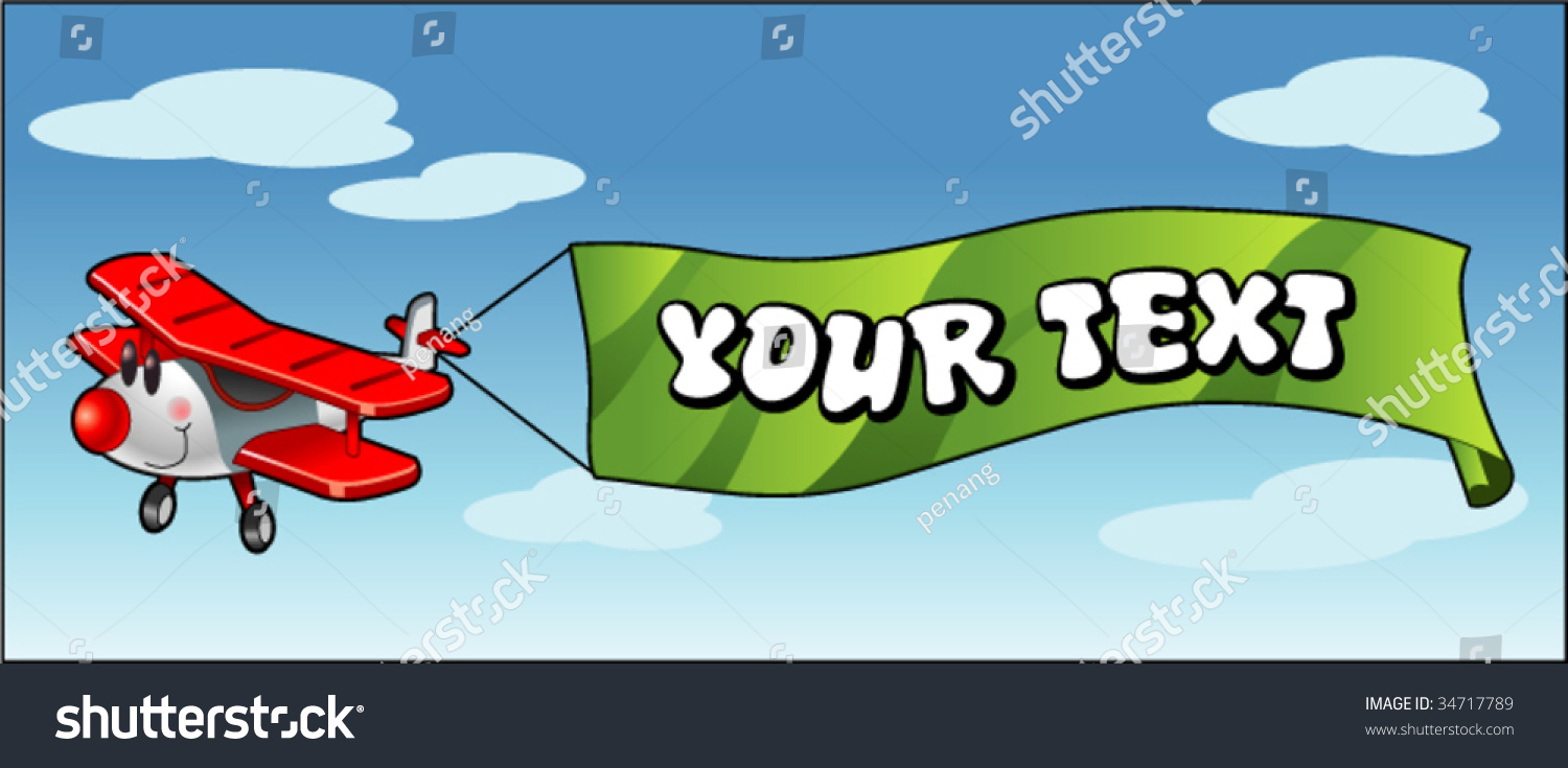 Cartoon Aeroplane Pulling Banner: vector de stock (libre de regalías ...