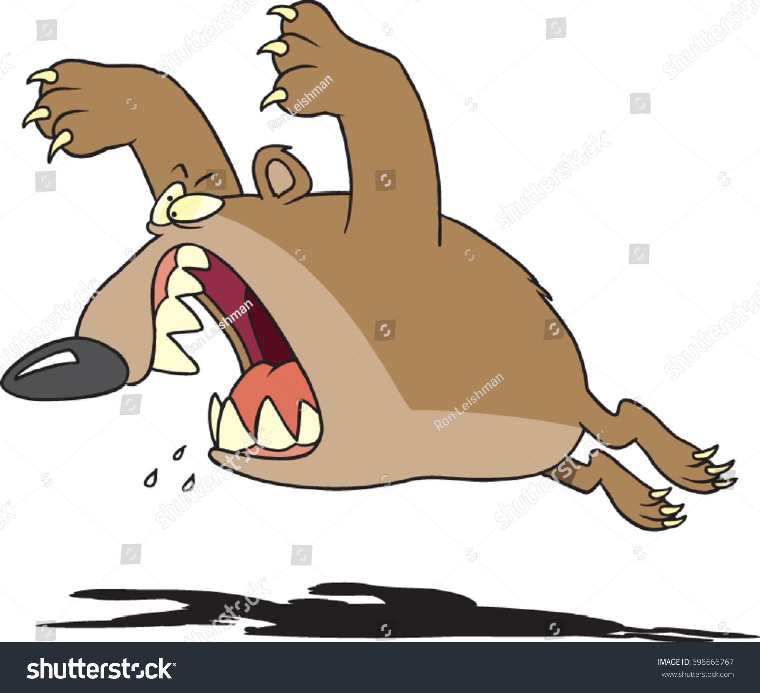 Cartoon Aggressive Angry Bear Jumping Attacking Stock Vector (Royalty ...