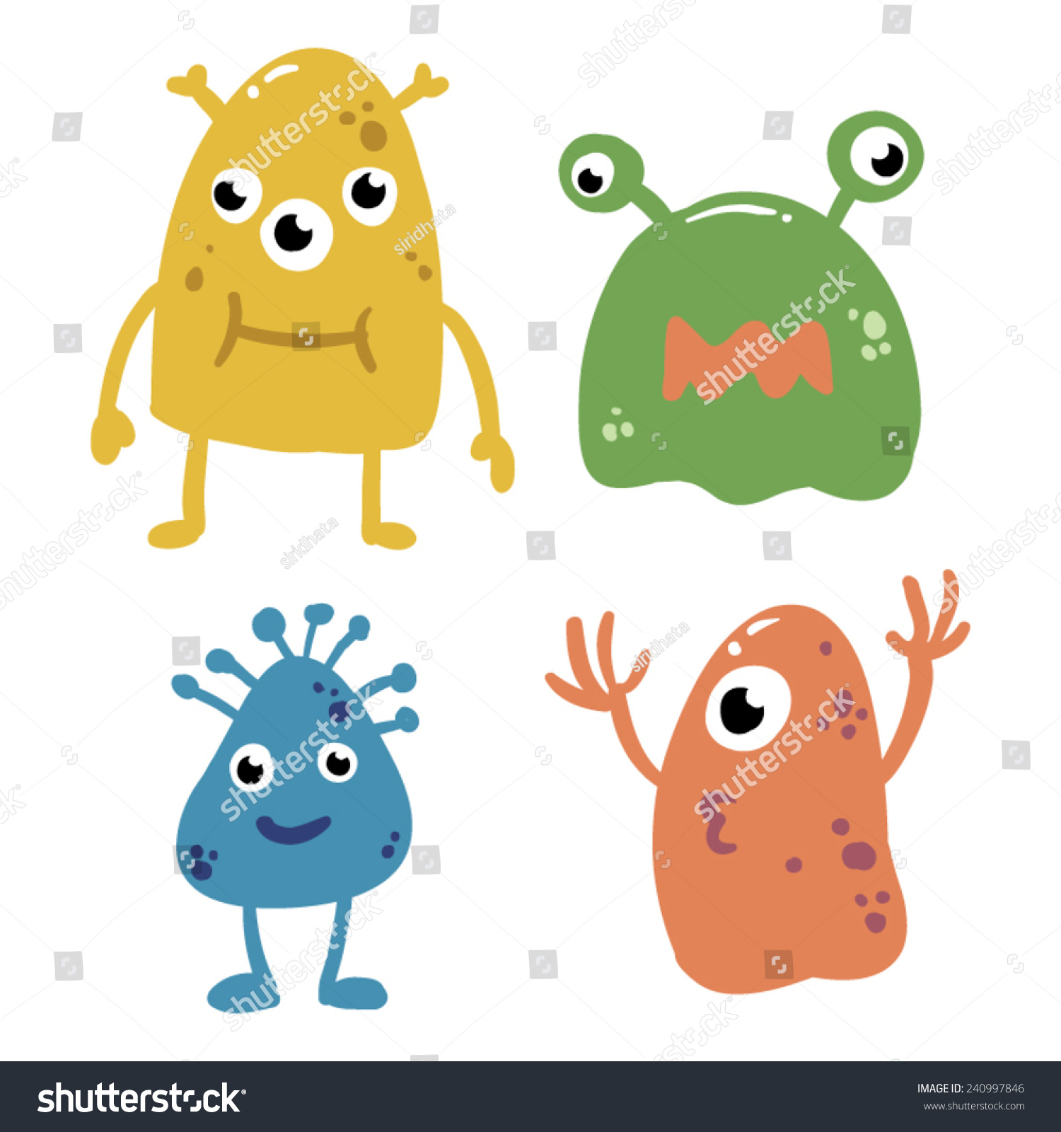 Cartoon Alien Creatures Illustration Set Stock Vector (Royalty Free ...
