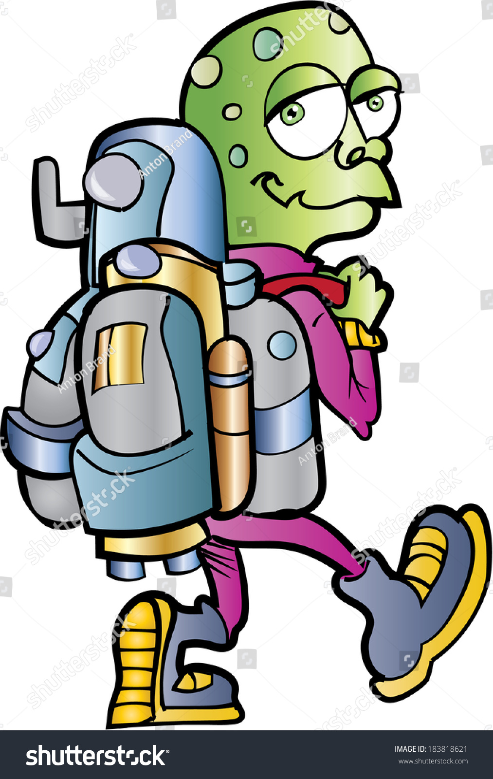 Cartoon Alien Jet Pack User Isolated Stock Vector (Royalty Free ...