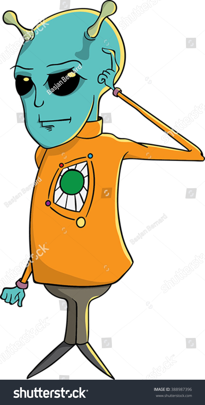 Cartoon Alien Scratching Head Thinking Stock Vector (Royalty Free ...
