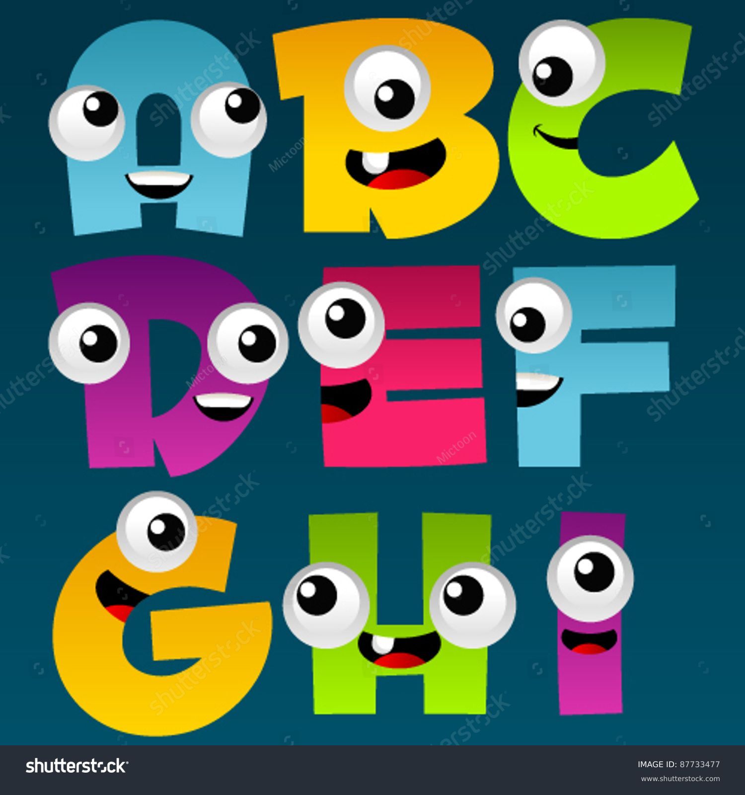 Cartoon Alphabet Set 1 Stock Vector Illustration 87733477 : Shutterstock