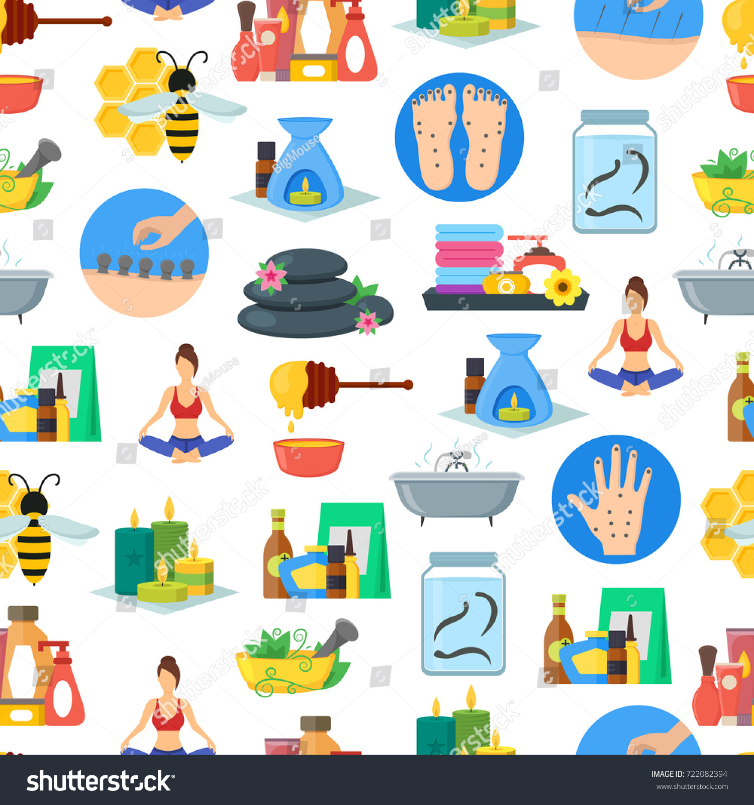 Cartoon Alternative Medicine Background Pattern On Stock Vector ...