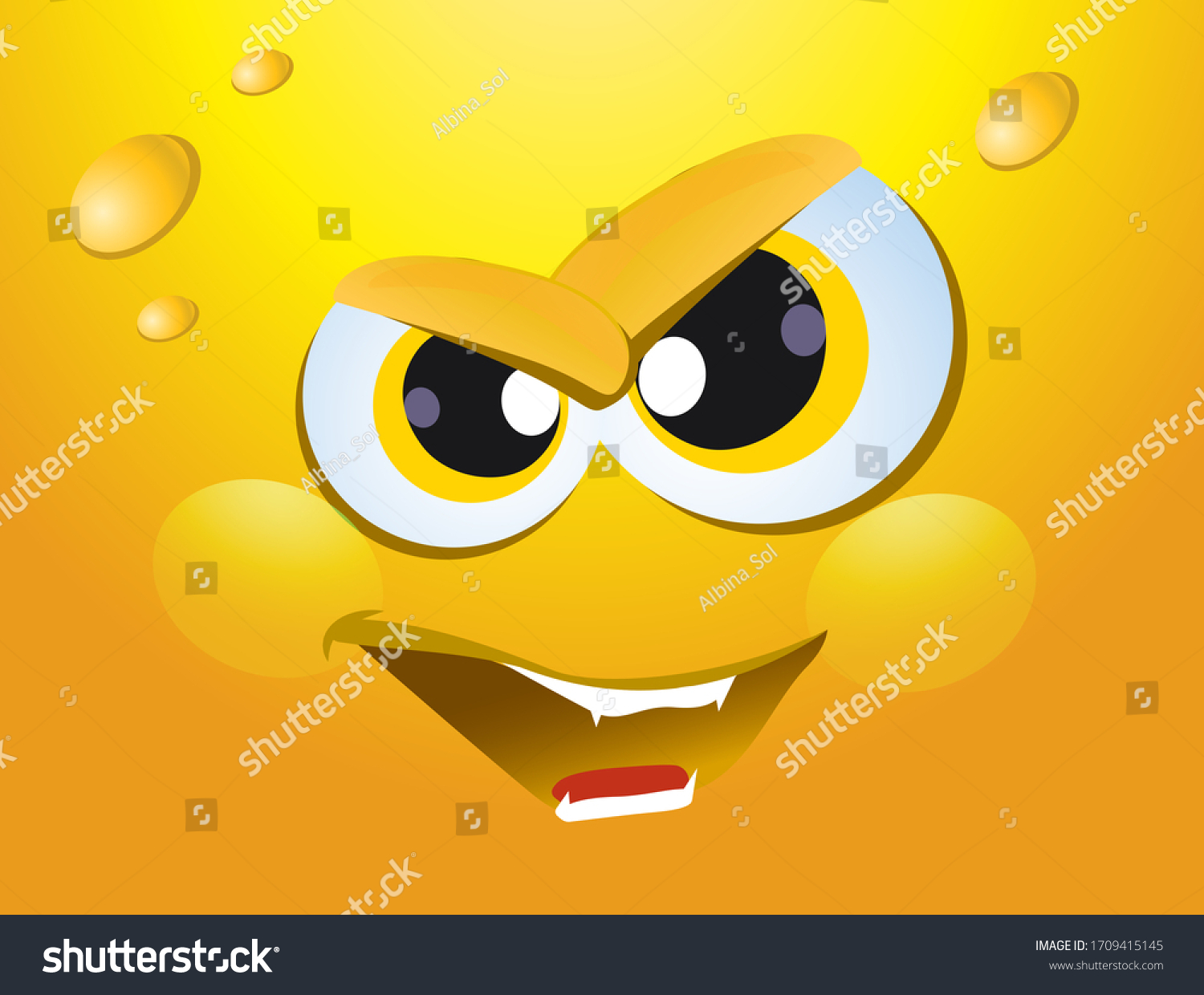 Cartoon Angry Expression On Yellow Background Stock Vector (Royalty ...