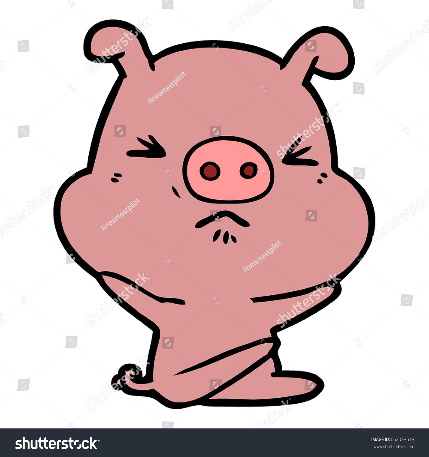 Cartoon Angry Pig Stock Vector 652078618 - Shutterstock
