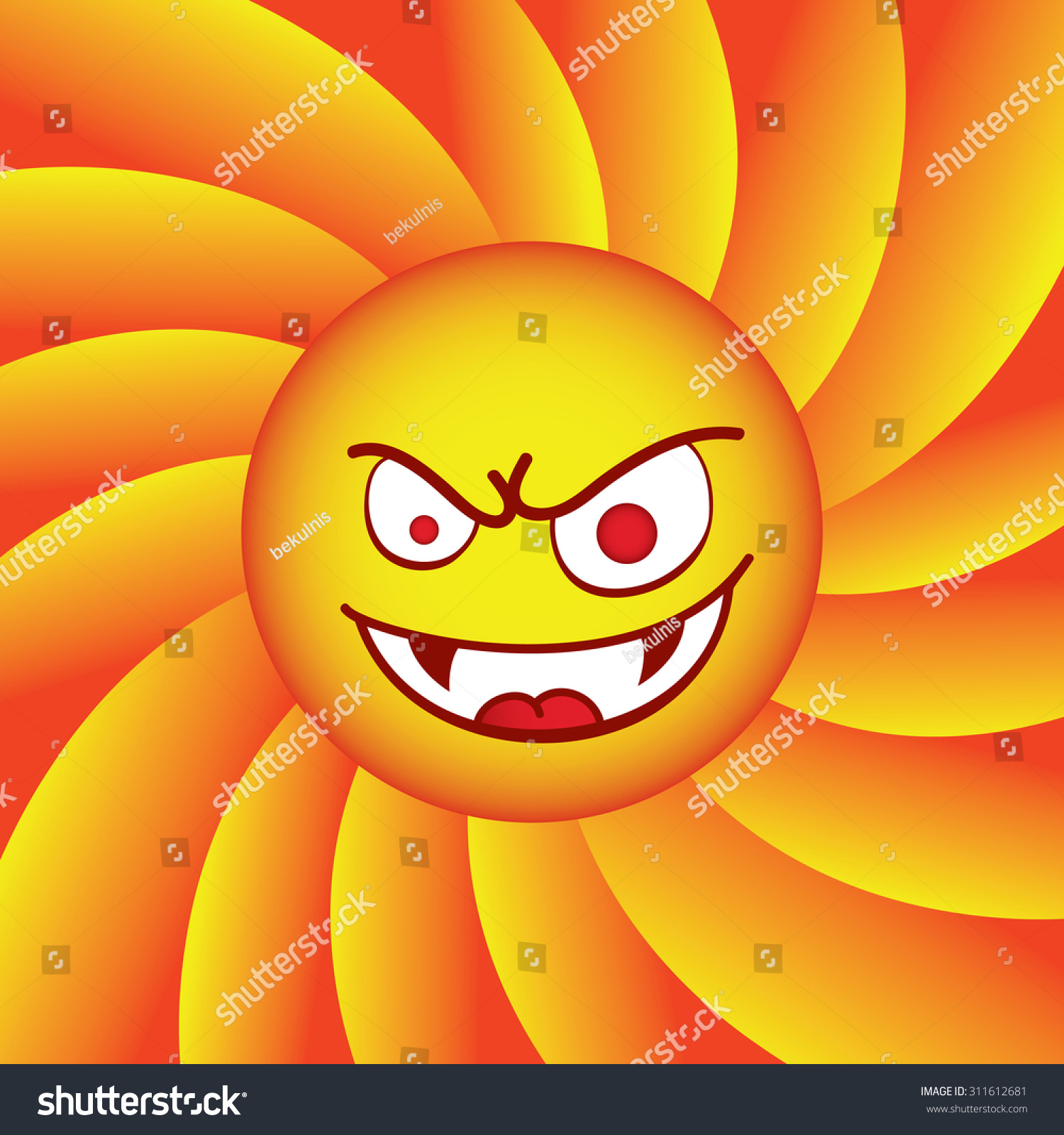 Cartoon Angry Sun Stock Vector (Royalty Free) 311612681