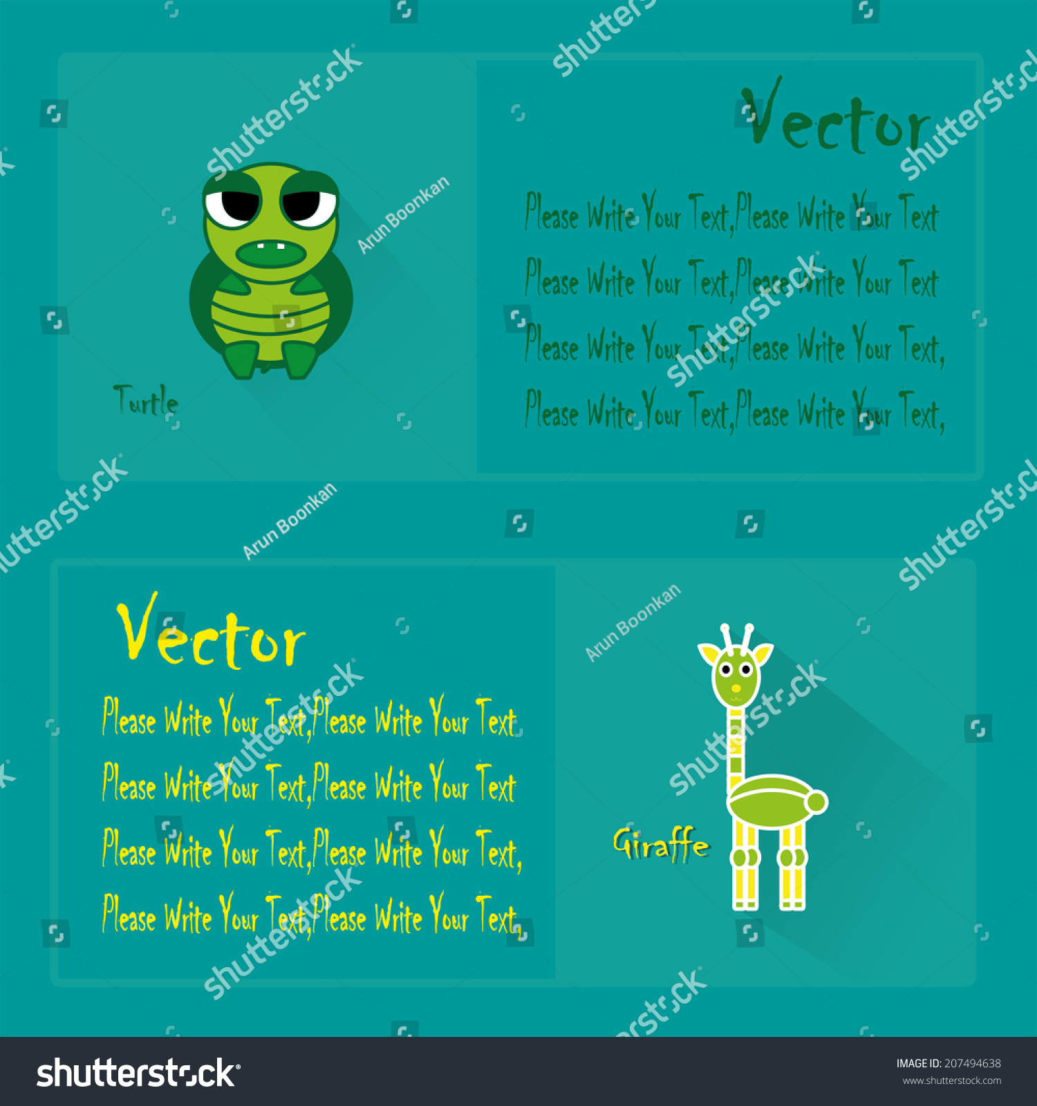 Cartoon Animals Text: vector de stock (libre de regalías) 207494638 ...