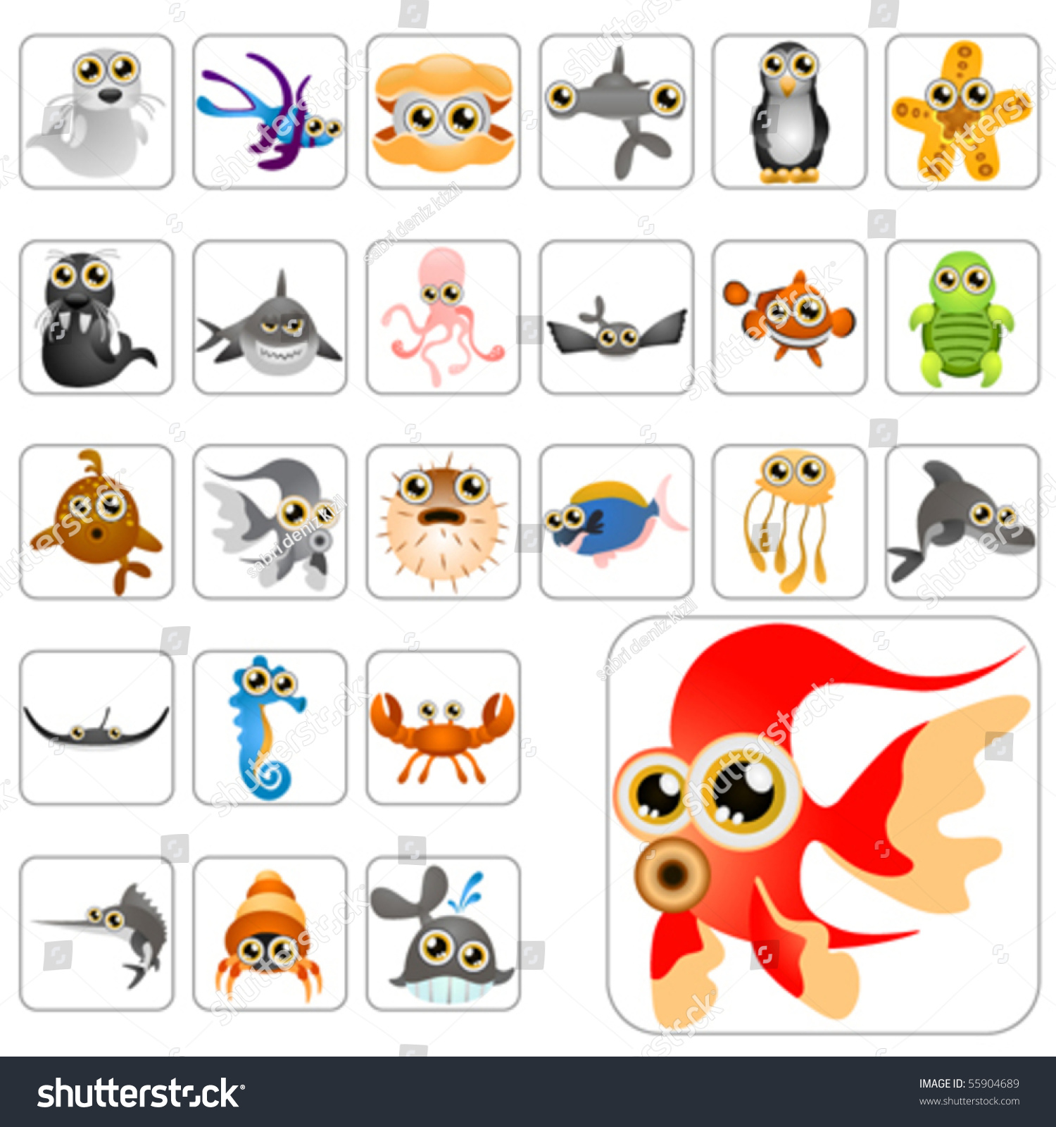Cartoon Animals Big Set 1 Stock Vector (Royalty Free) 55904689
