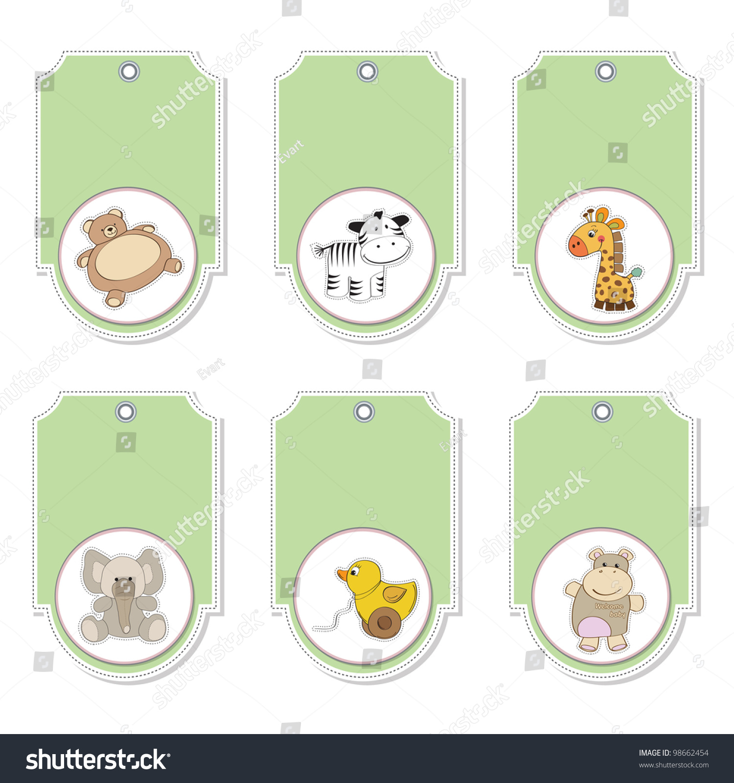 Cartoon Animals Labels Set Stock Vector (Royalty Free) 98662454 ...