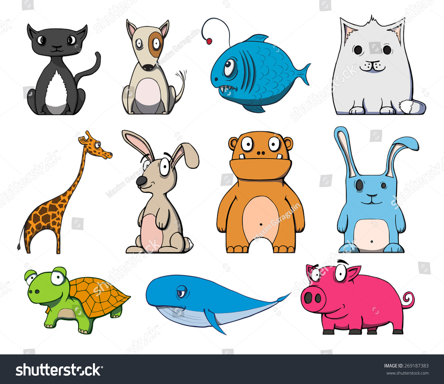 Cartoon Animals Set Vector Illustration Stock Vector (Royalty Free ...
