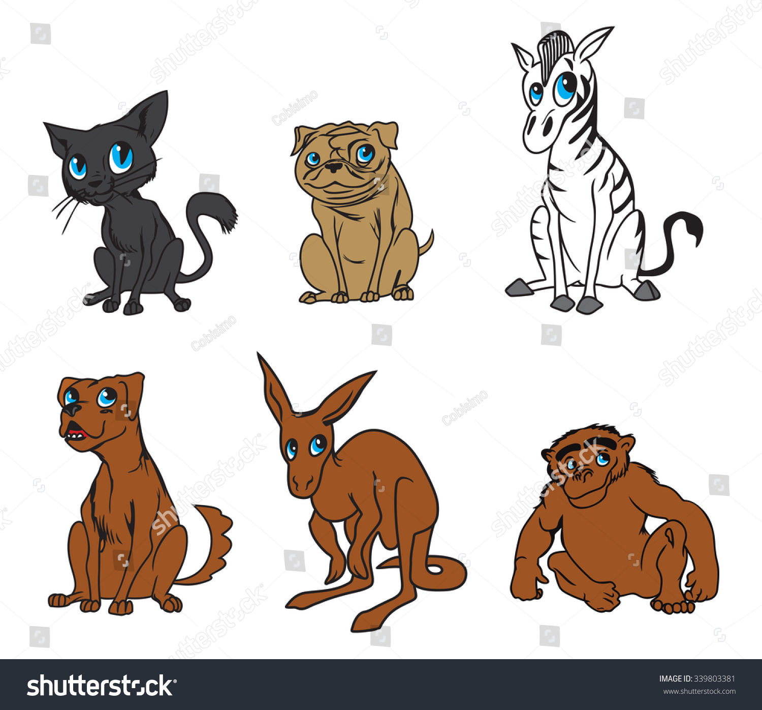Cartoon Animals Vector Illustration Set: เวกเตอร์สต็อก (ปลอดค่า ...