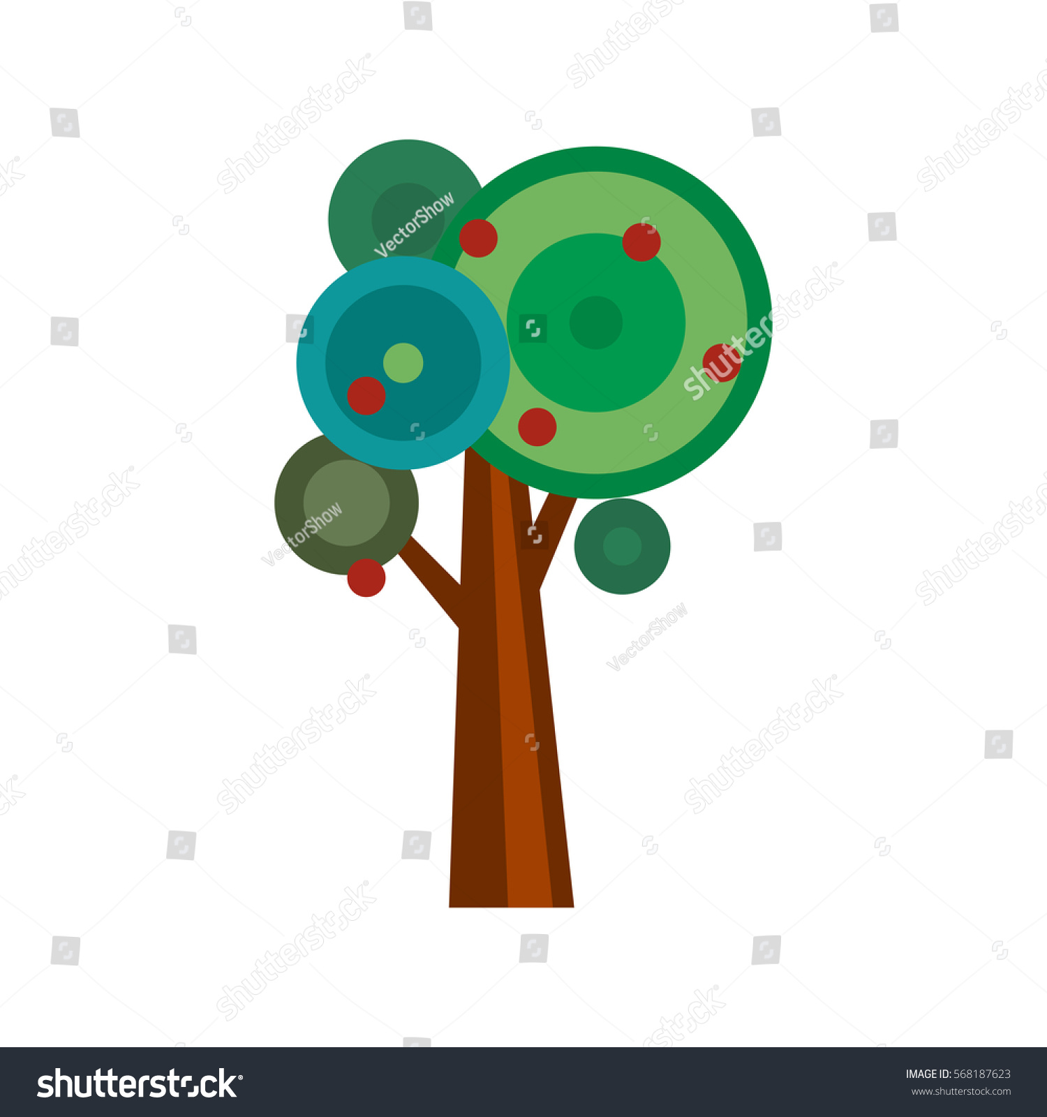 Cartoon Apple Tree Vector Illustration Stock Vector (Royalty Free ...