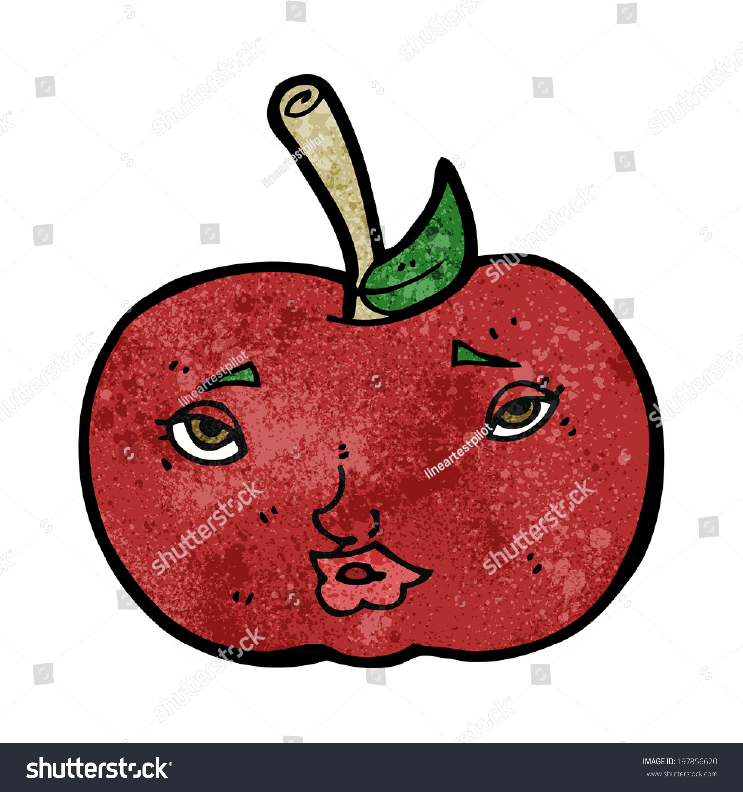 Cartoon Apple Face Stock Vector (Royalty Free) 197856620 | Shutterstock