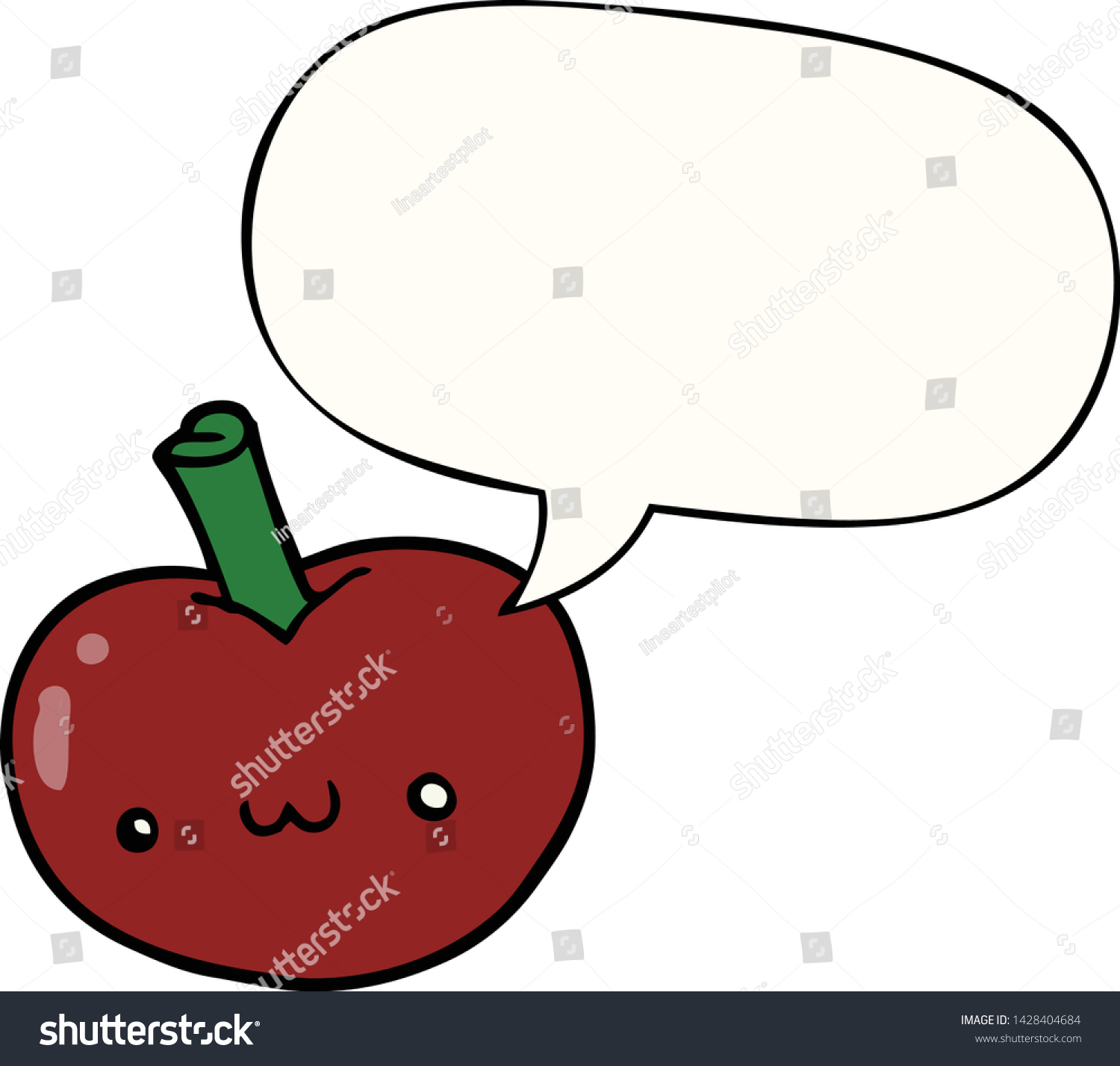 Cartoon Apple Speech Bubble Stock Vector (Royalty Free) 1428404684 ...