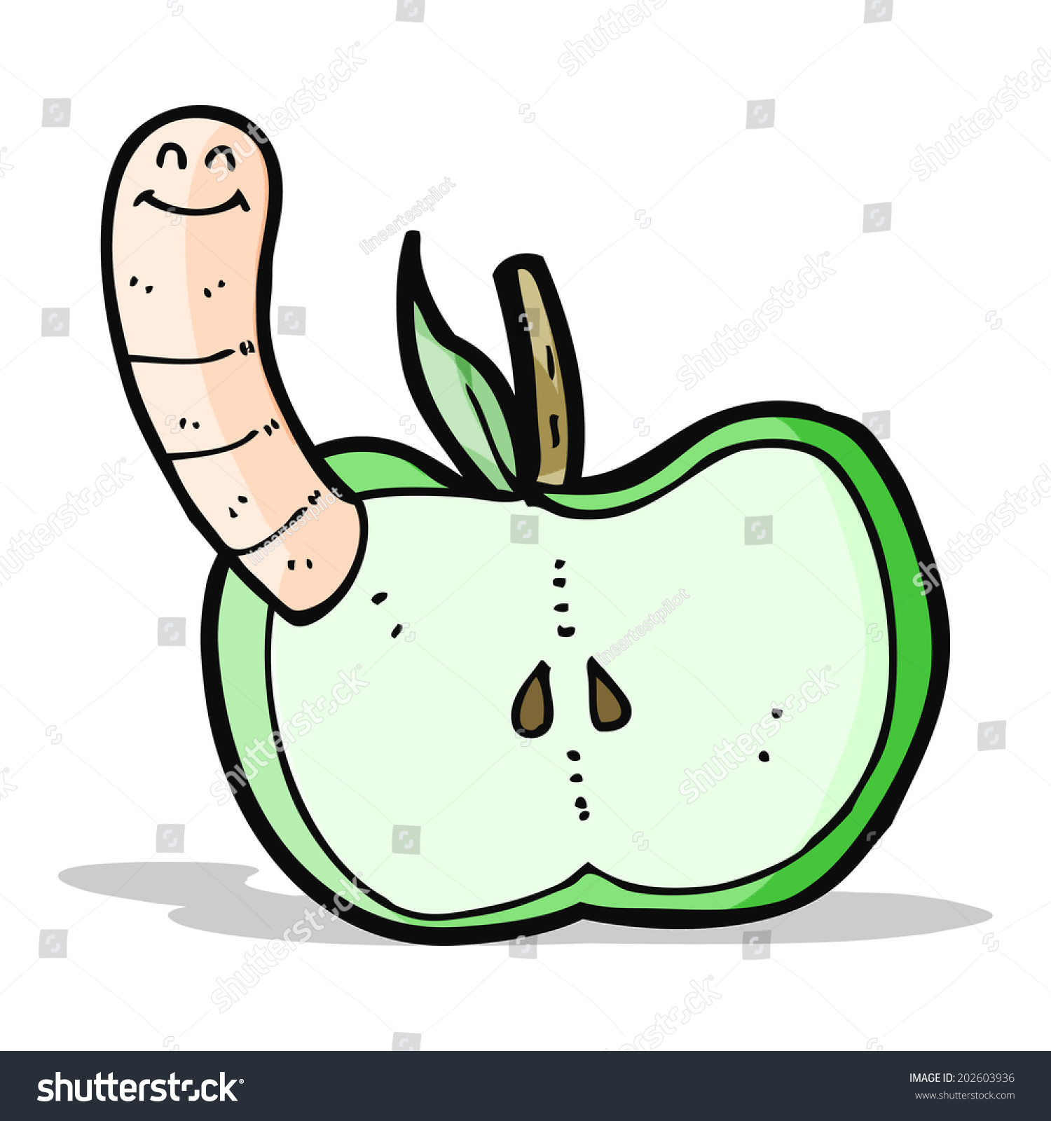 Cartoon Apple Worm Stock Vector (Royalty Free) 202603936 | Shutterstock