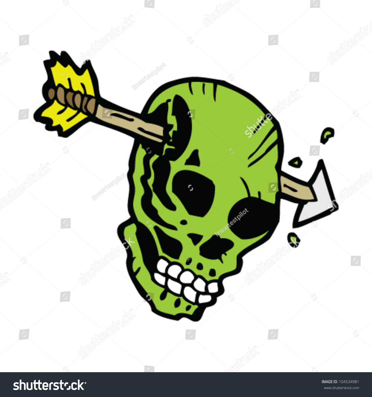 Cartoon Arrow Through Skull Stock Vector (Royalty Free) 104534981 ...