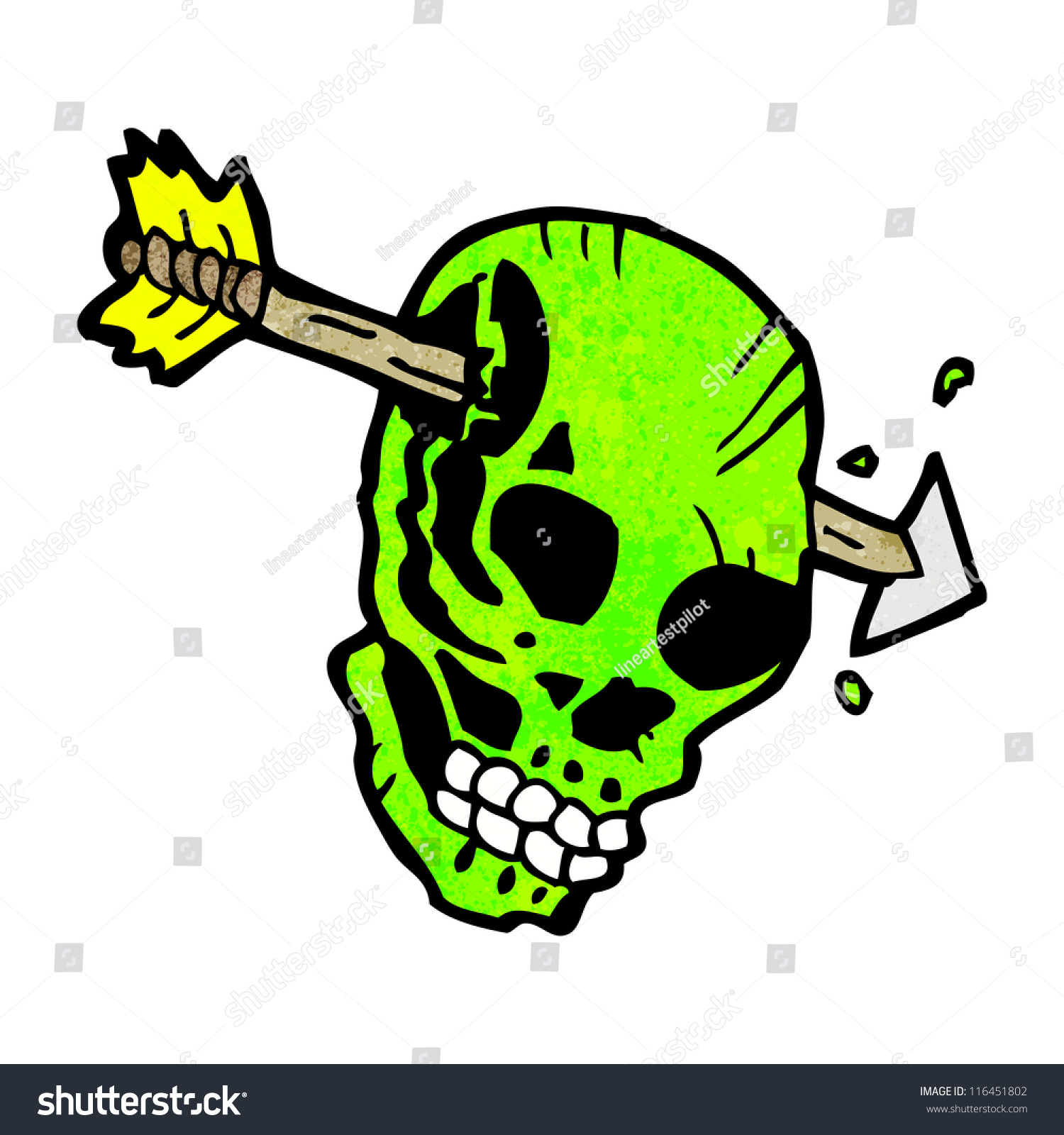 Cartoon Arrow Through Skull Stock Vector (Royalty Free) 116451802