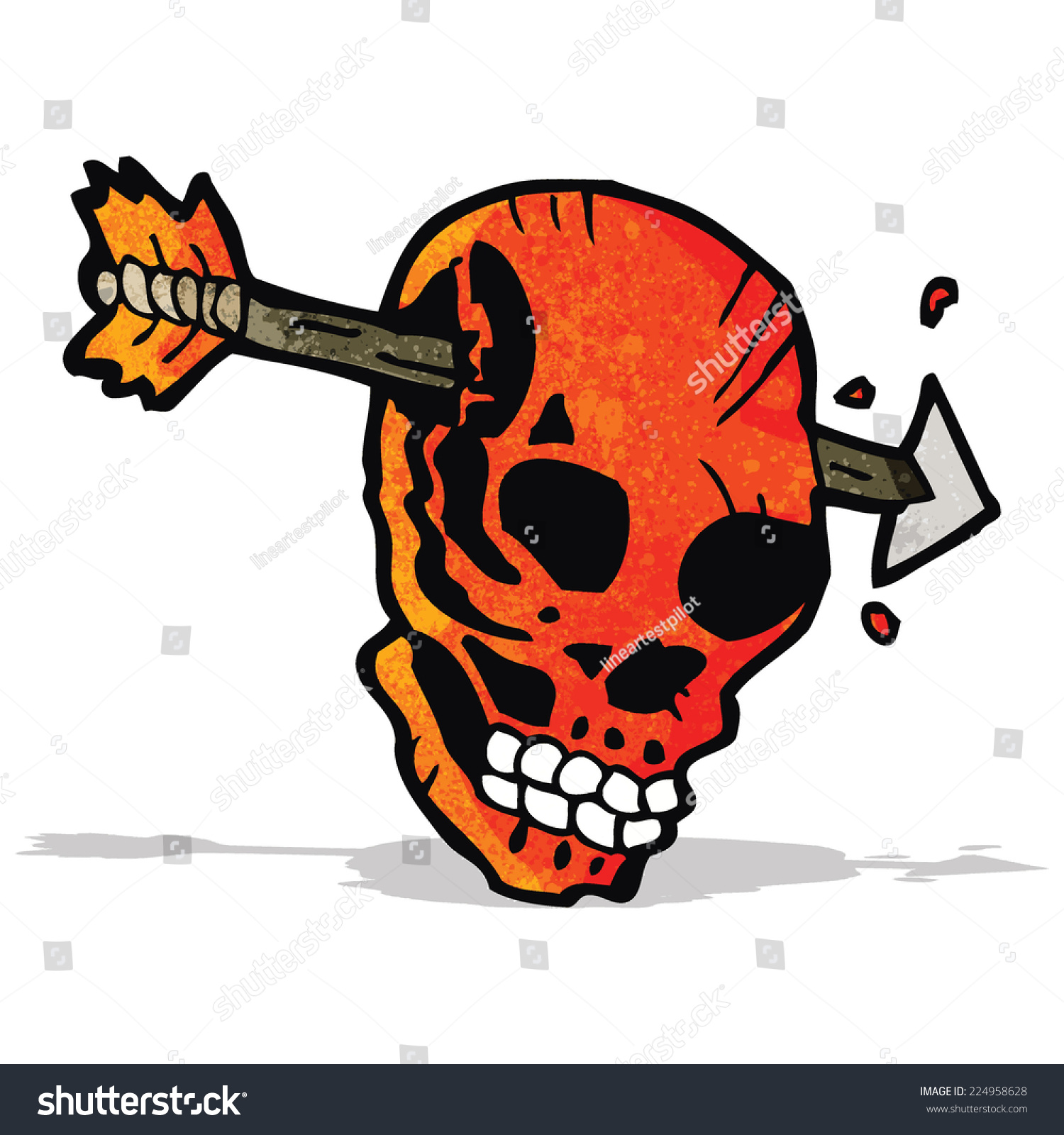 Cartoon Arrow Through Skull Stock Vector (Royalty Free) 224958628