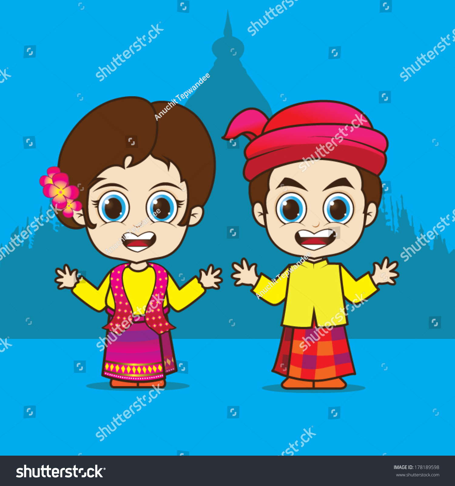 Cartoon Asean Myanmar Stock Vector (Royalty Free) 178189598