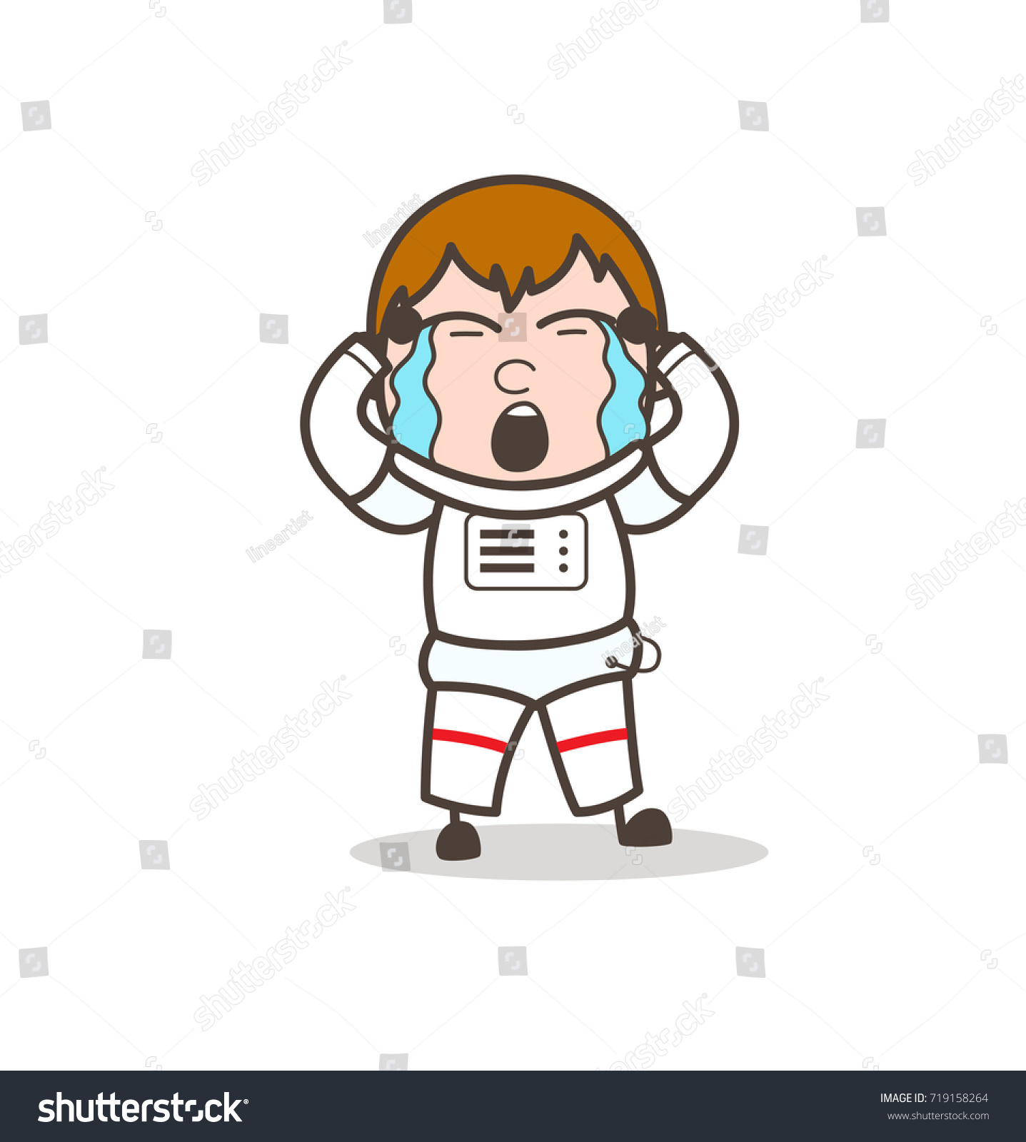 Cartoon Astronaut Crying Vector Illustration Stock Vector (Royalty Free ...