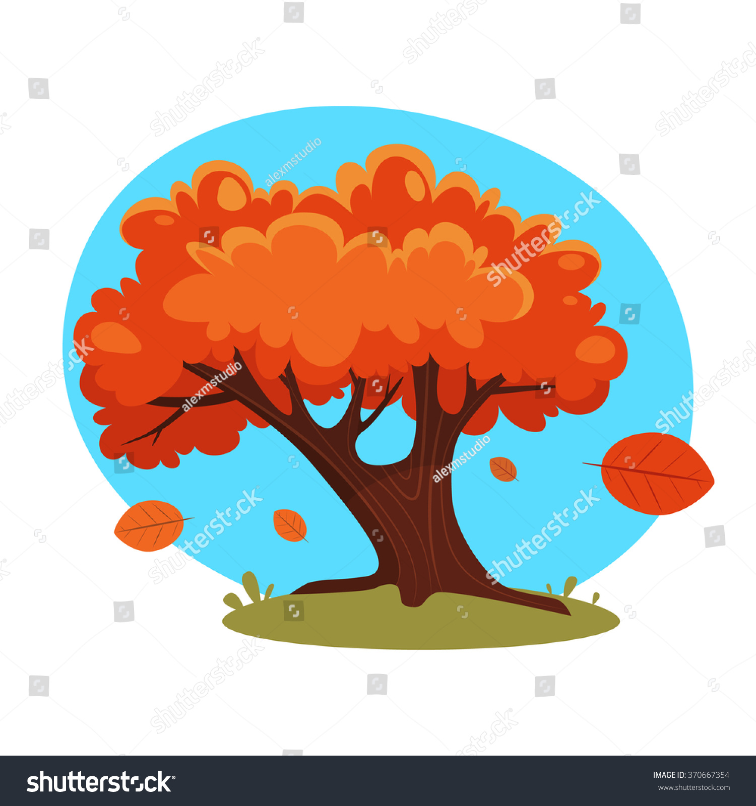 Cartoon Autumn Tree Stock Vector (Royalty Free) 370667354 | Shutterstock