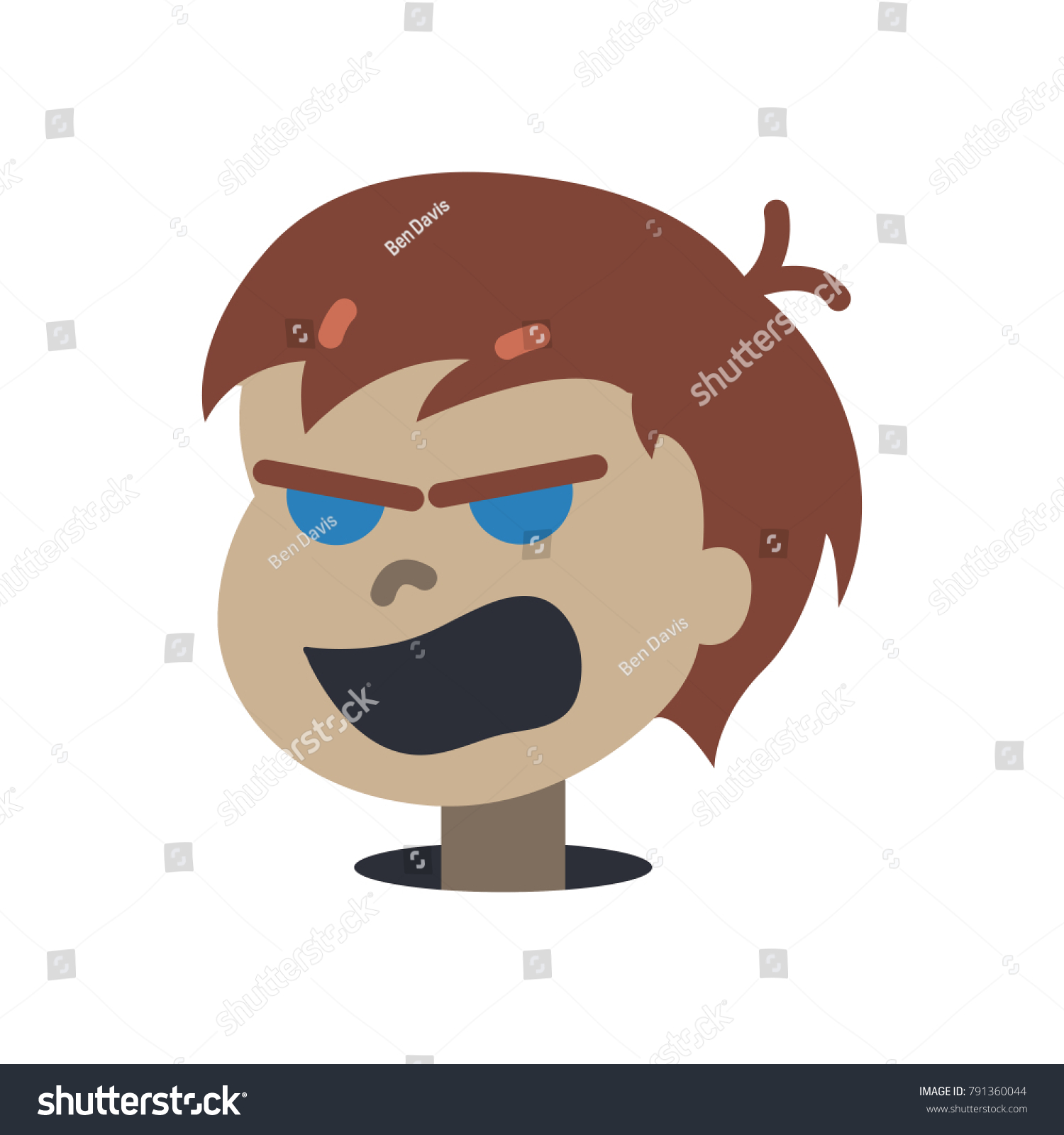 Cartoon Avatars Angry Boy Stock Vector (Royalty Free) 791360044
